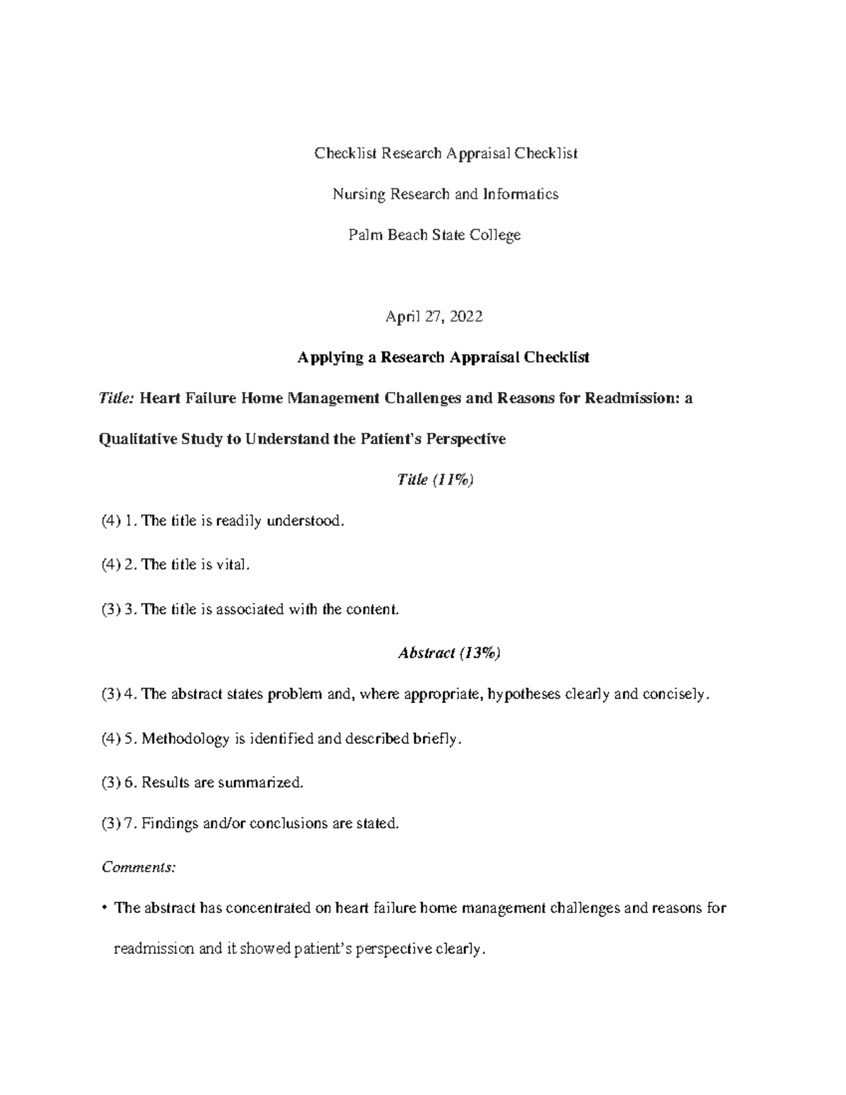 Annotated-Informatics checklist - Checklist Research Appraisal ...