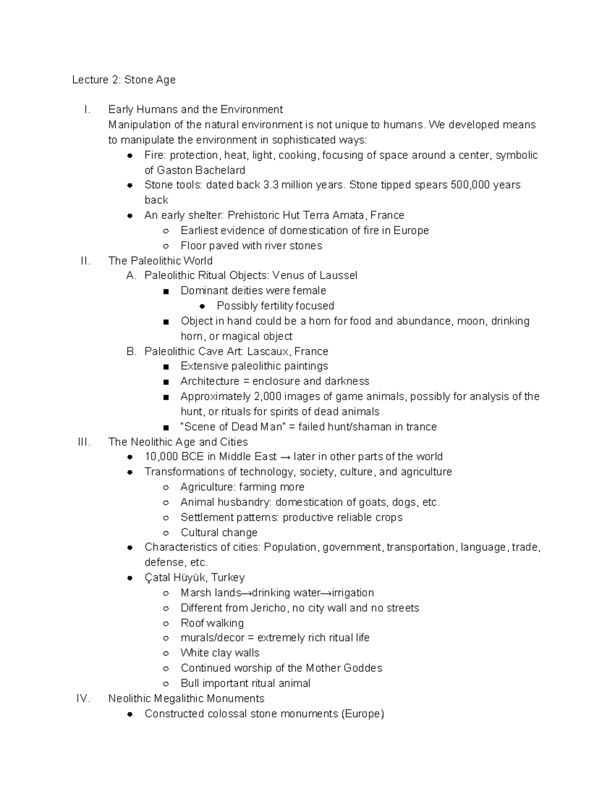 Lecture 2 Stone Age - Lecture 2: Stone Age I. Early Humans and the ...