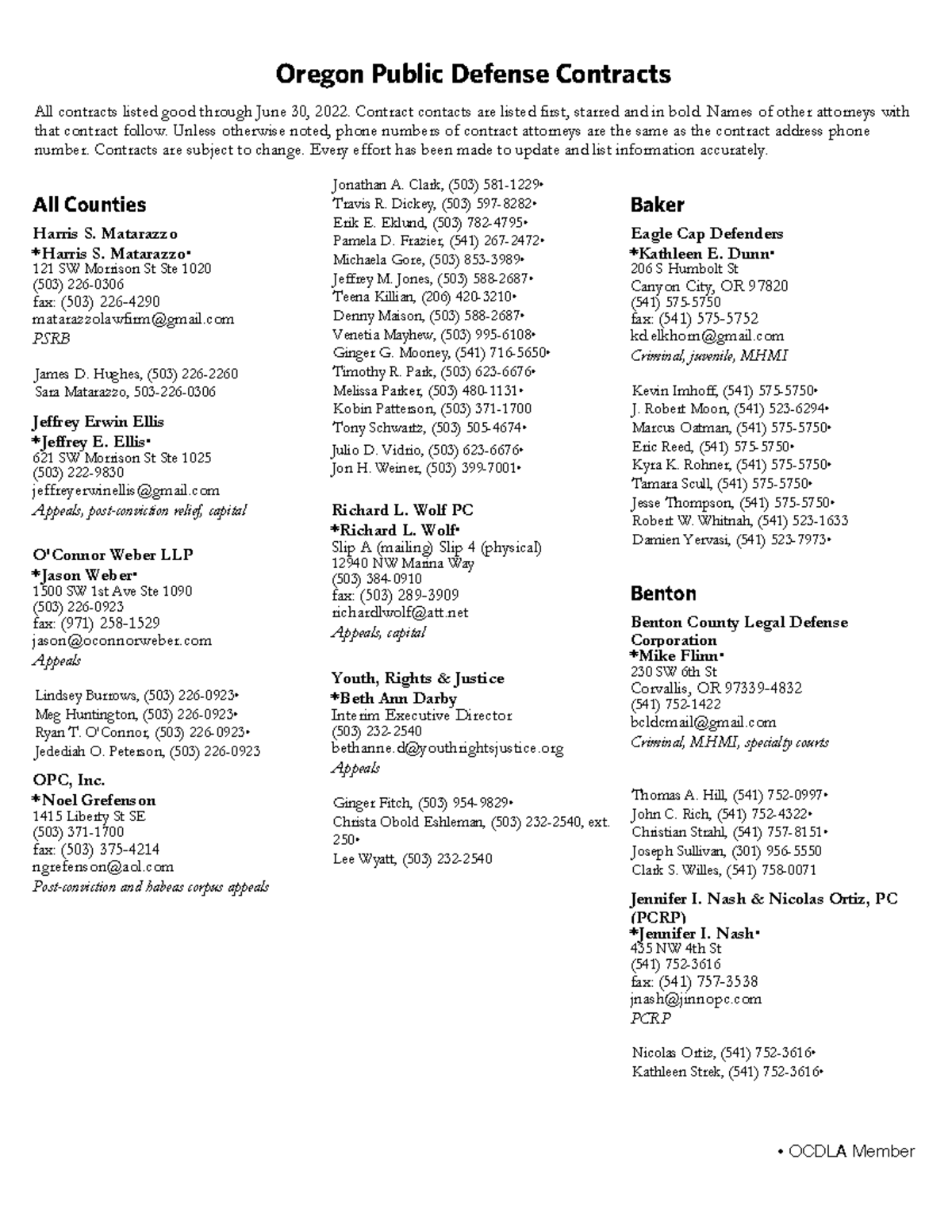 Current contracts - statistics assignment - Oregon Public Defense ...