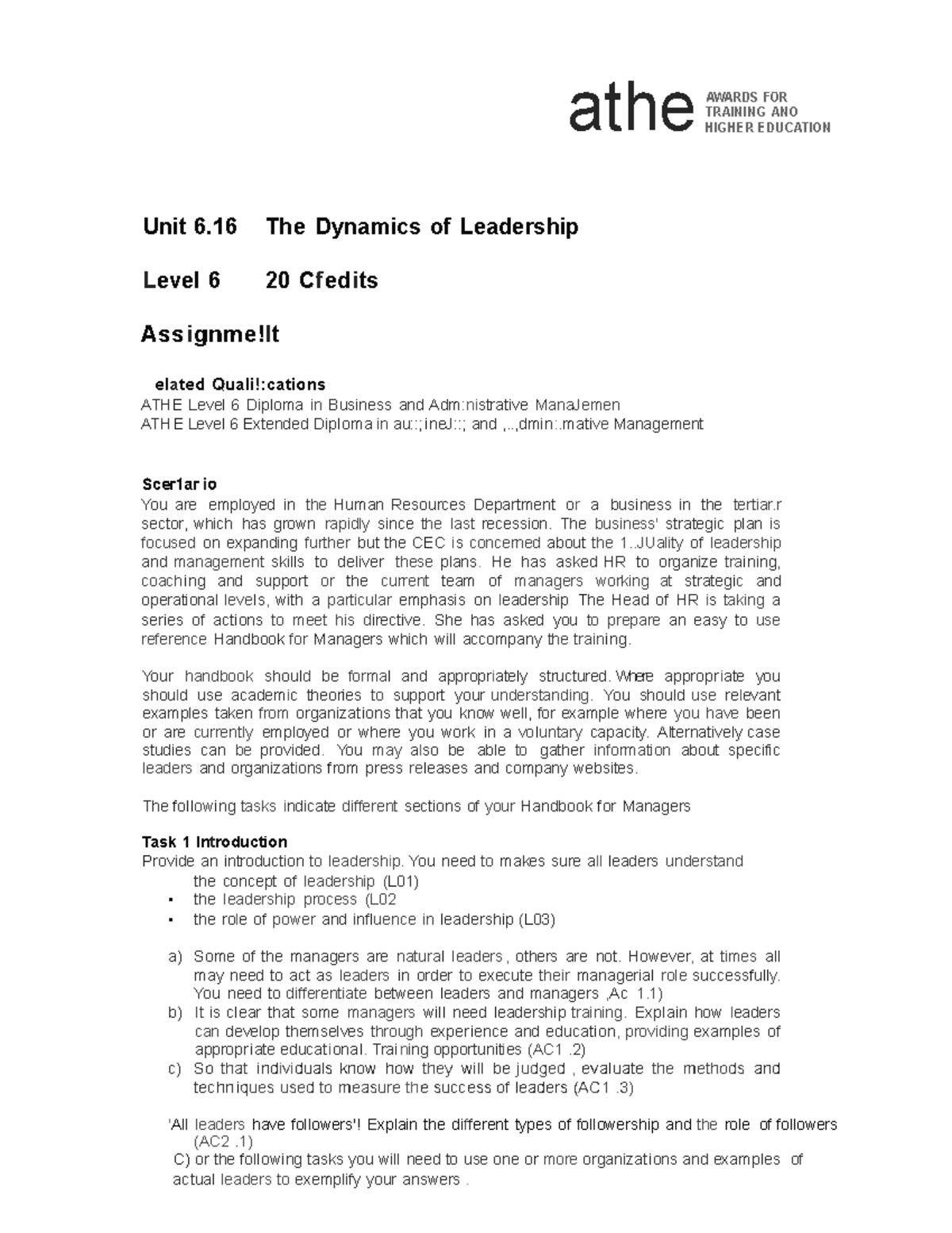 Leadership style - AWARDS FOR TRAINING ANO HIGHER EDUCATION Unit 6 The ...
