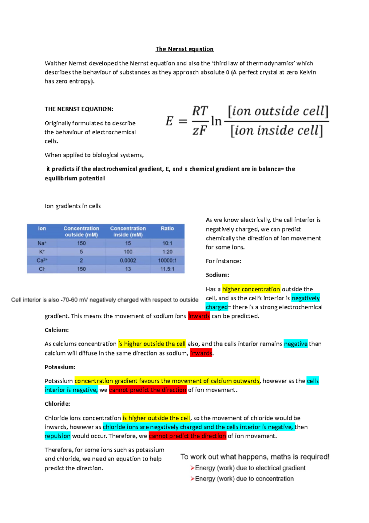Lecture 5- the nernst equation - The Nernst equation Walther Nernst ...