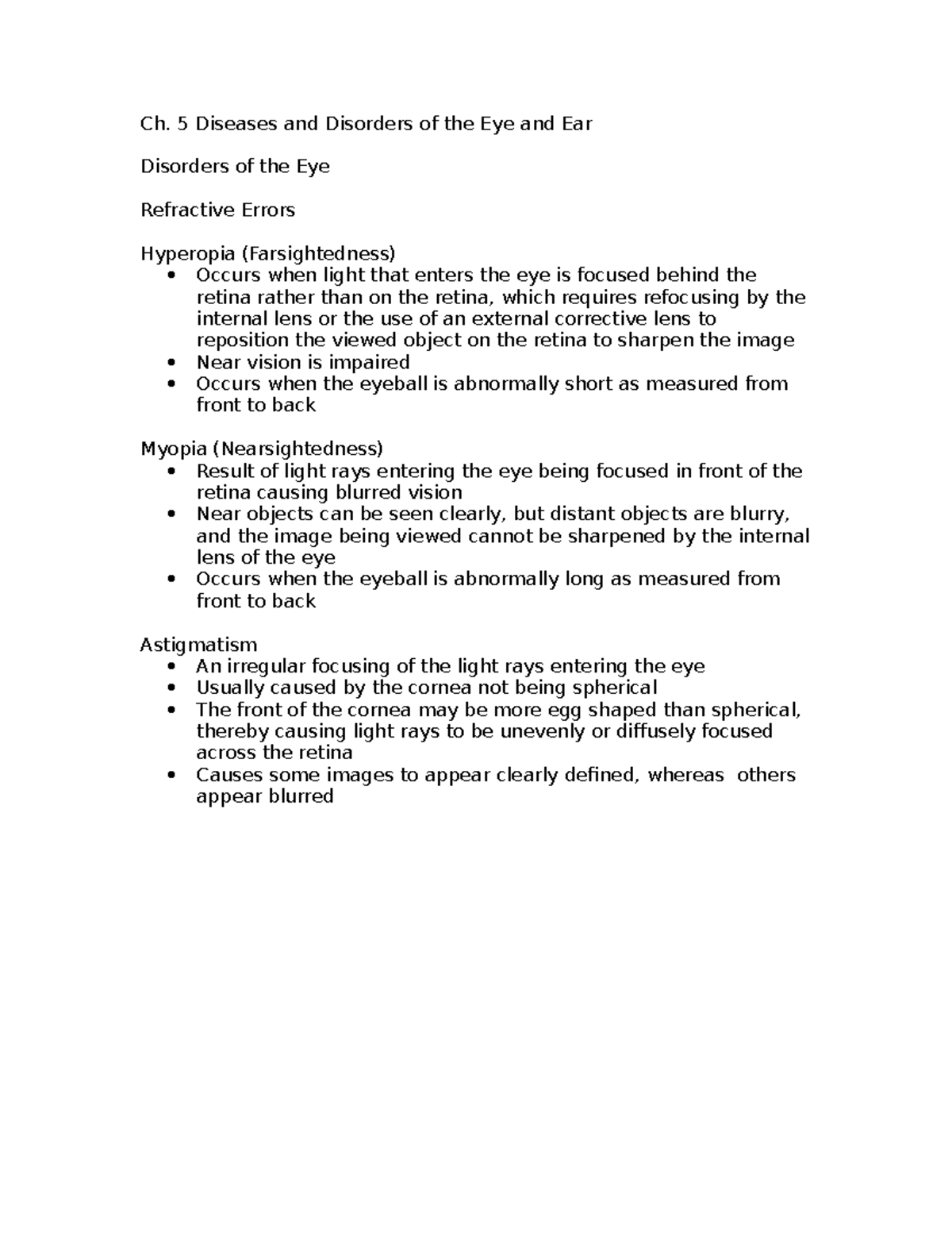 Diseases and Disorders of the Eye and Ear - Ch. 5 Diseases and ...