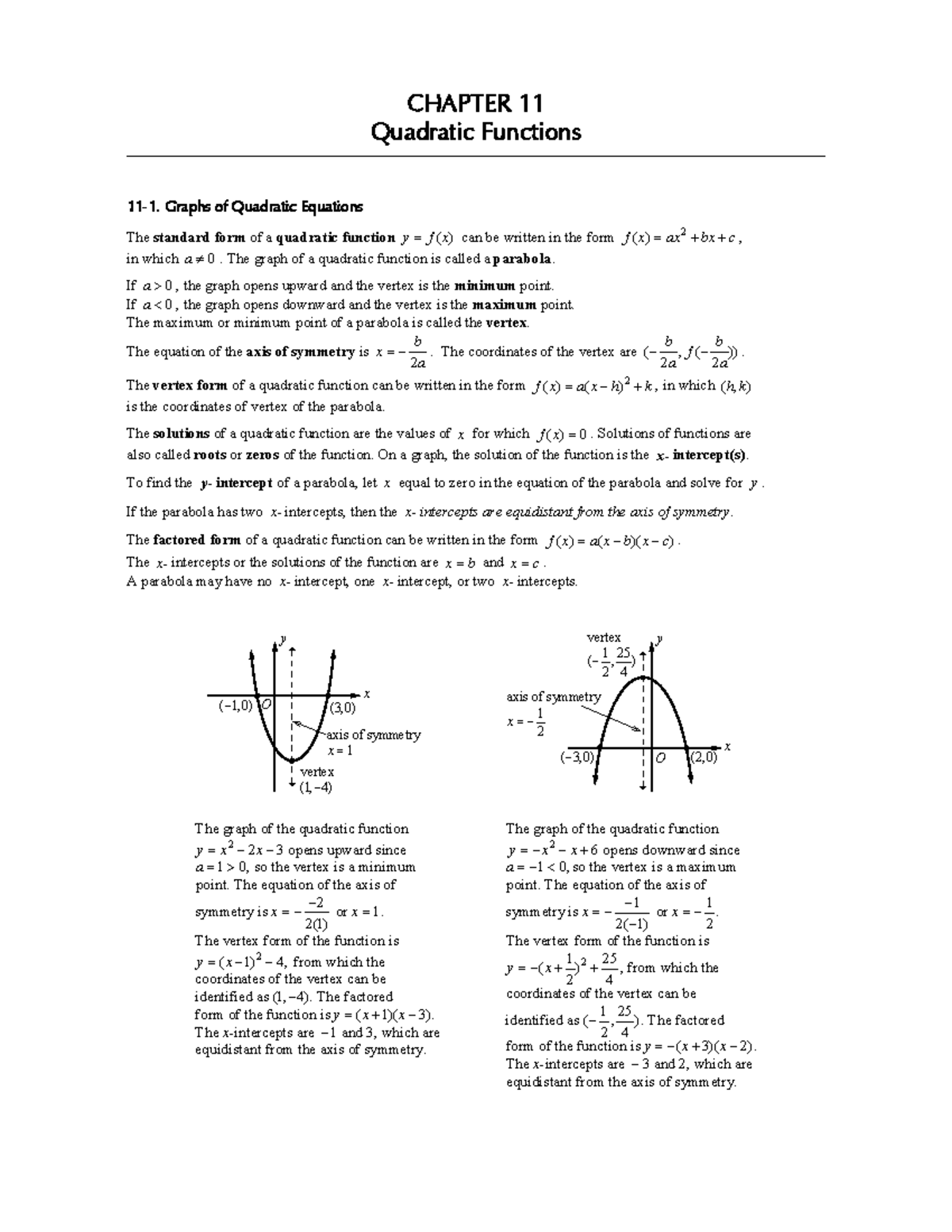 Acing the New SAT Math - Chapter 11 - CHAPTER 1 1 Quadratic Functions ...