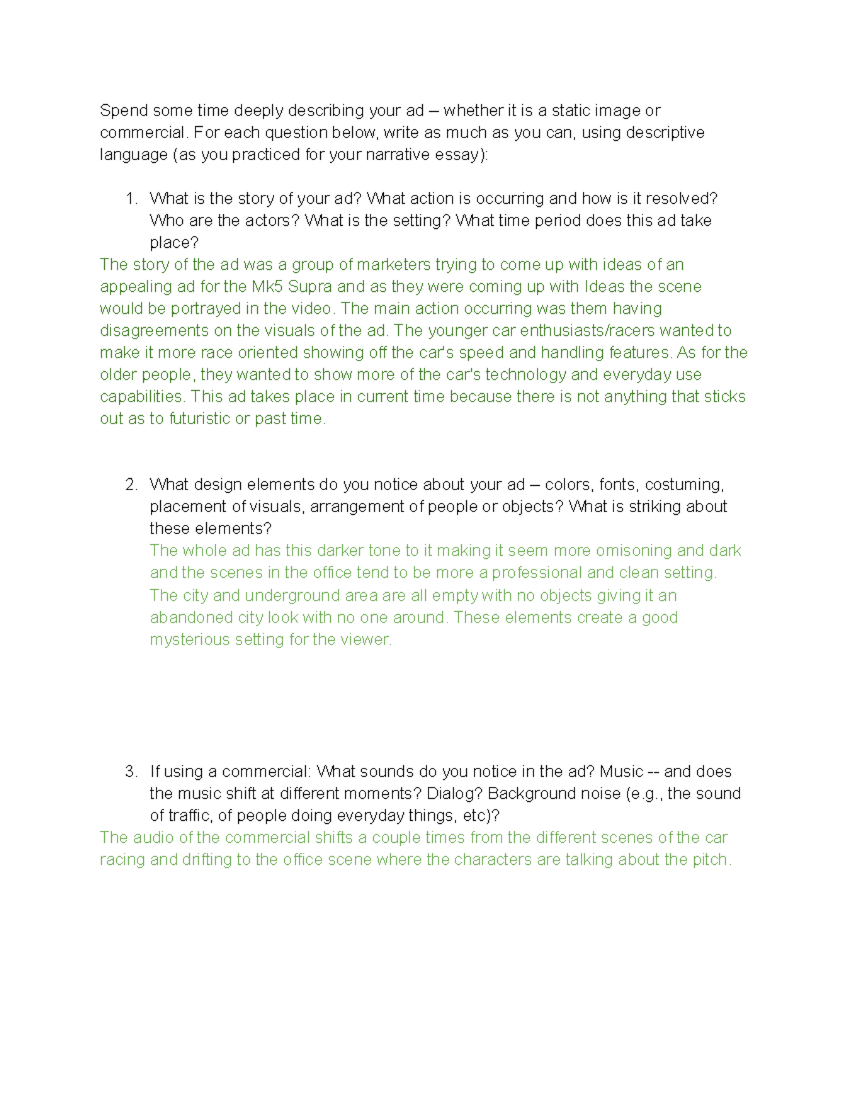 Deep description of your ad - Spend some time deeply describing your ad ...