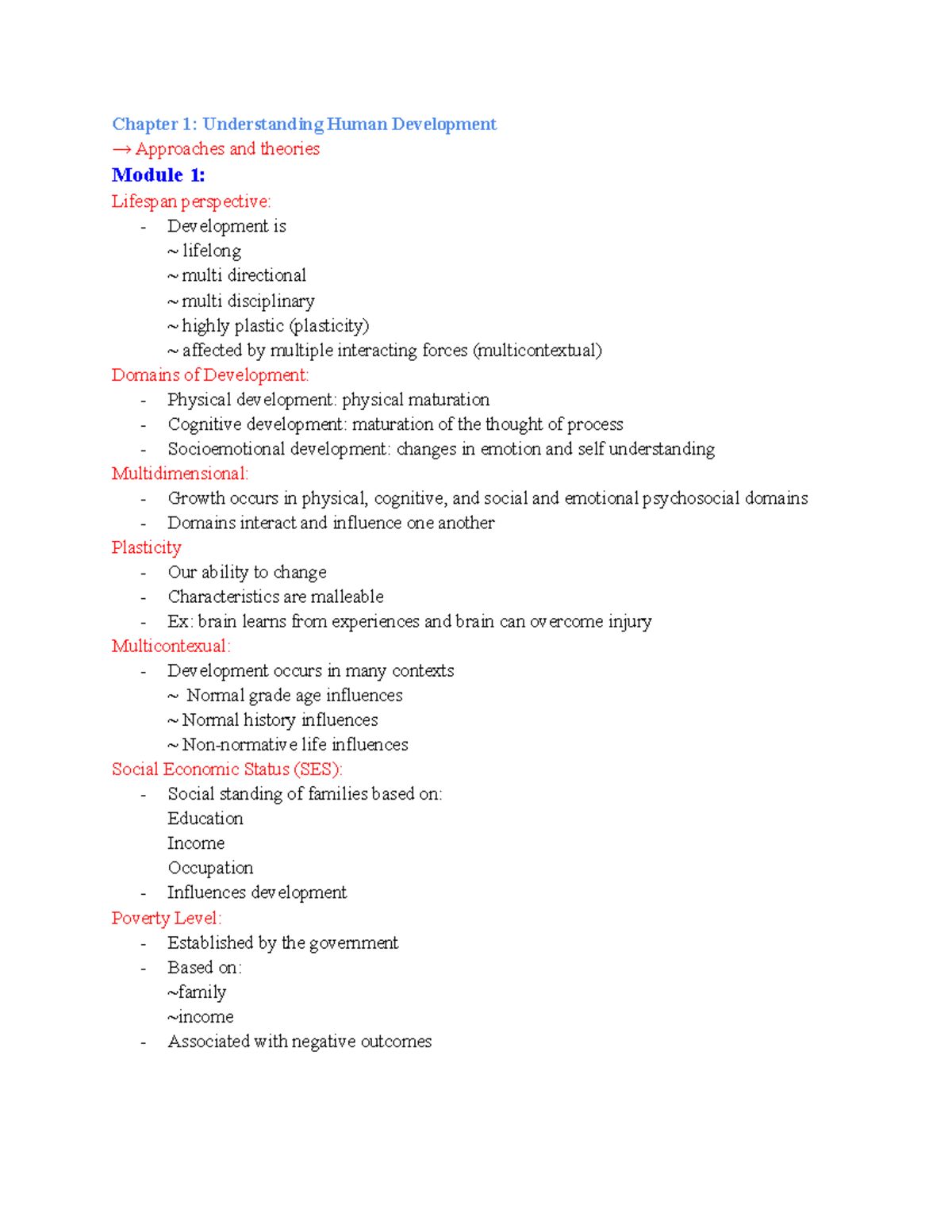 Child dev notes (ch - Chapter 1: Understanding Human Development → ...
