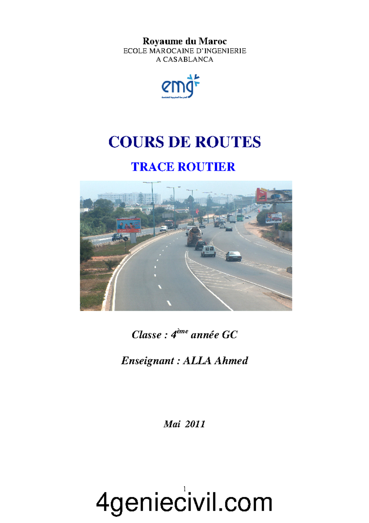 Cours emg - 1 Royaume du Maroc ECOLE MAROCAINE D’INGENIERIE A ...