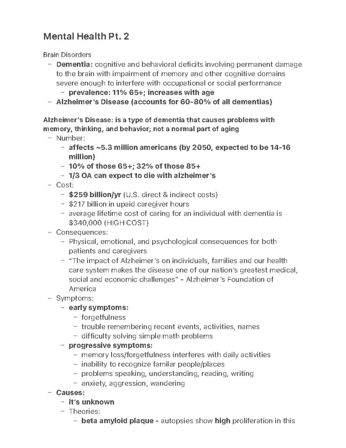 Mental Health Pt. 2 - Class sections 50 and 51 Summer 2022 ONLINE