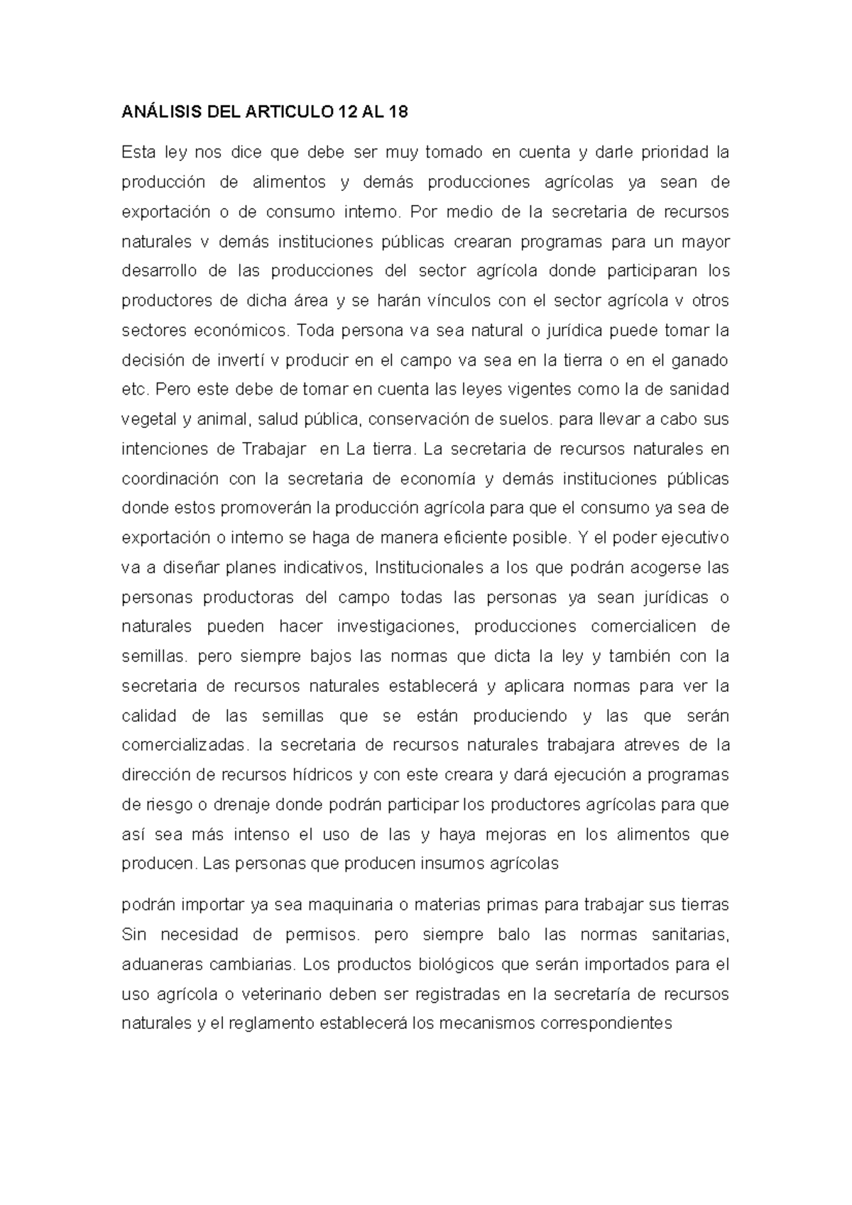 Análisis DEL Articulo 12 AL 18 - ANÁLISIS DEL ARTICULO 12 AL 18 Esta ...