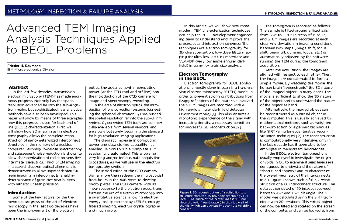 Advanced TEM imaging analysis techniques - METROLOGY, INSPECTION ...