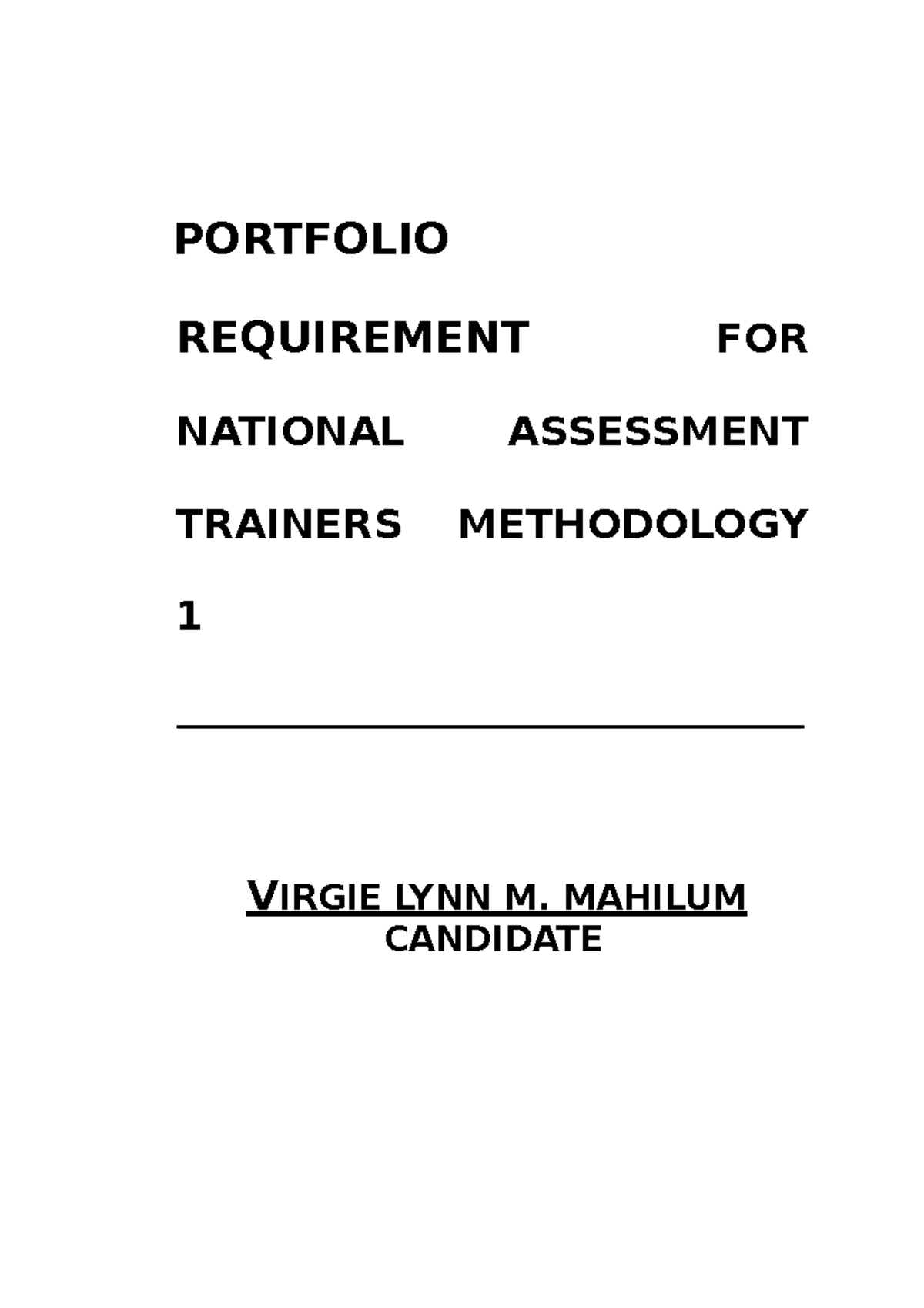 Cblm-driving- to be edit - PORTFOLIO REQUIREMENT FOR NATIONAL ...