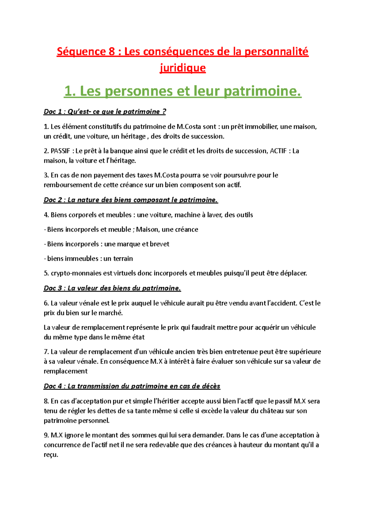 Séquence 8 - Chapitre 8 de droit notes de cours plus exercices ...