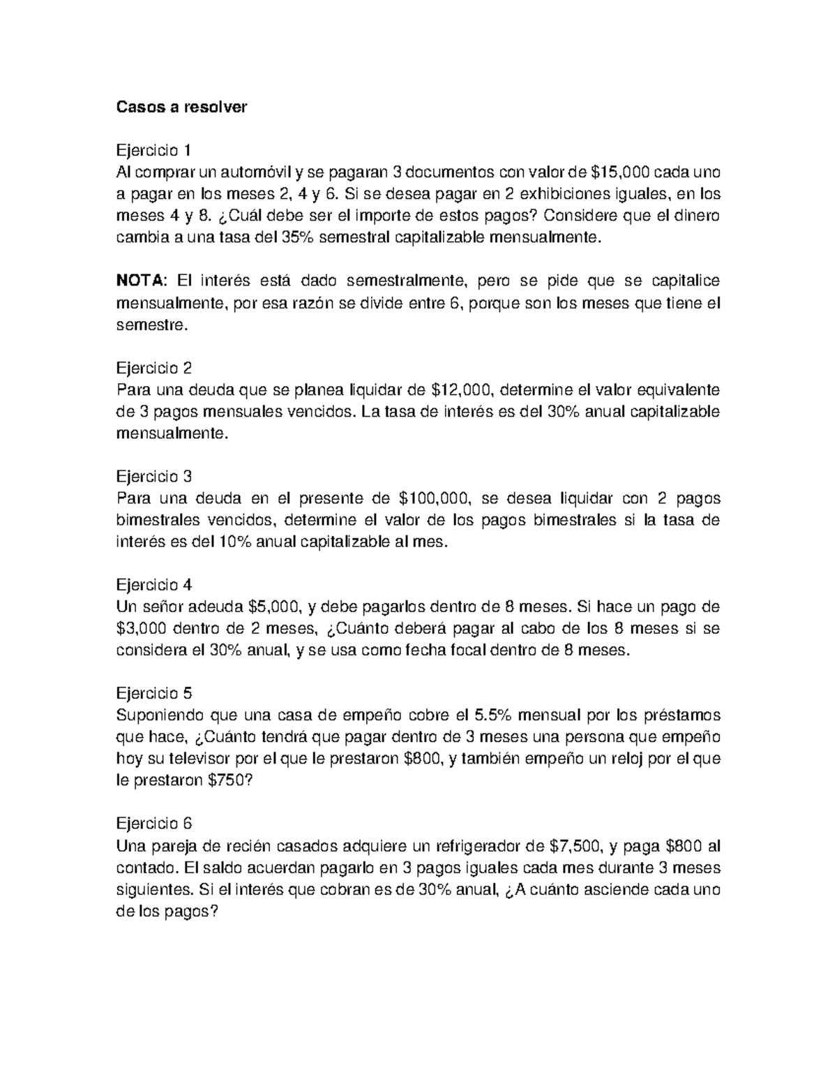 Casos a resolver - Ejercicios - Casos a resolver Ejercicio 1 Al comprar ...
