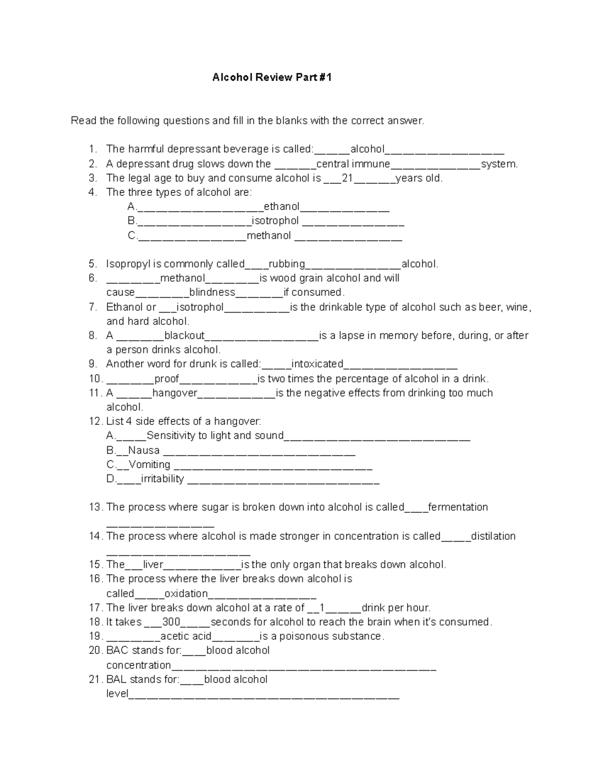 Scott Masek - ALcohol Review #1 - Alcohol Review Part # Read the ...