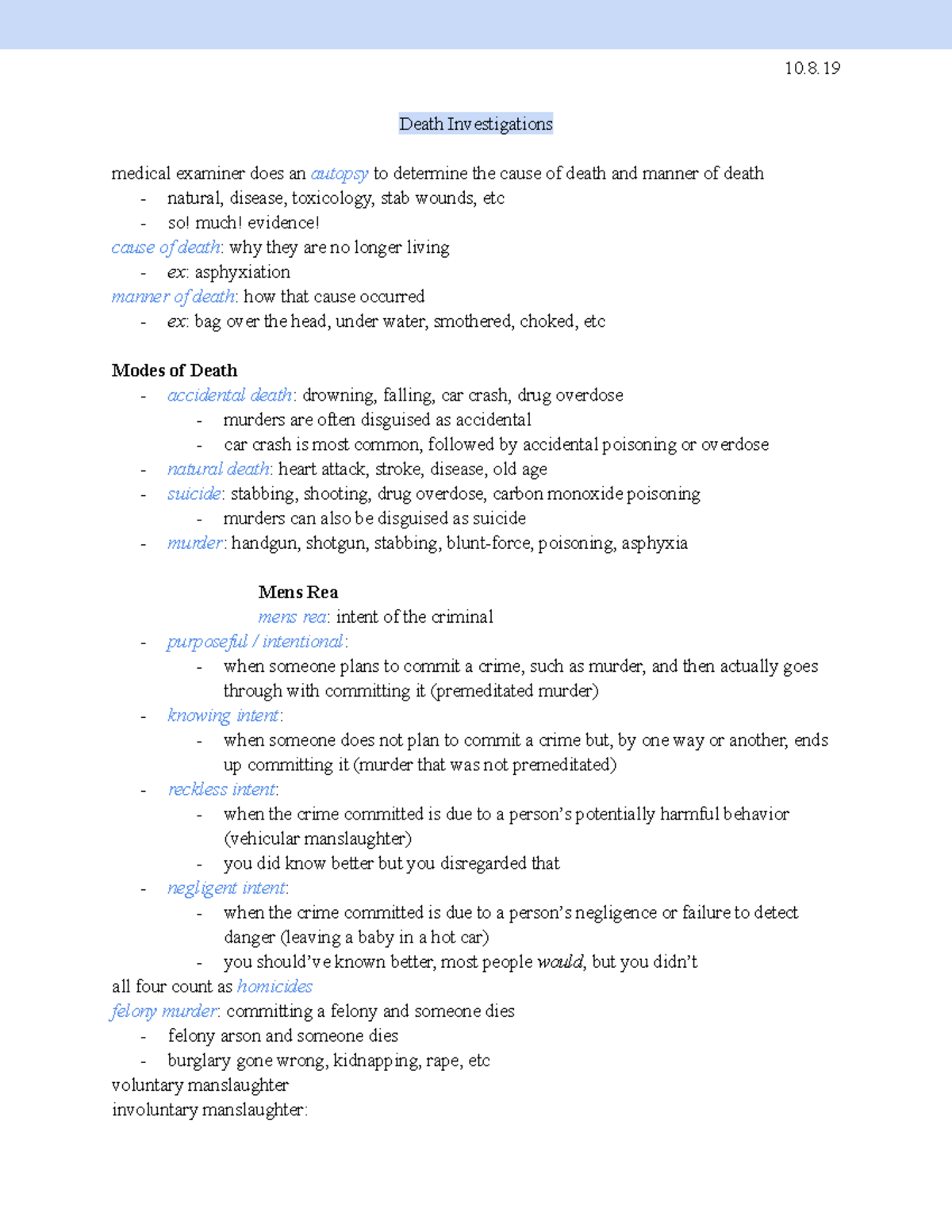 Chapter 09: Death Investigations - 10. Death Investigations medical ...