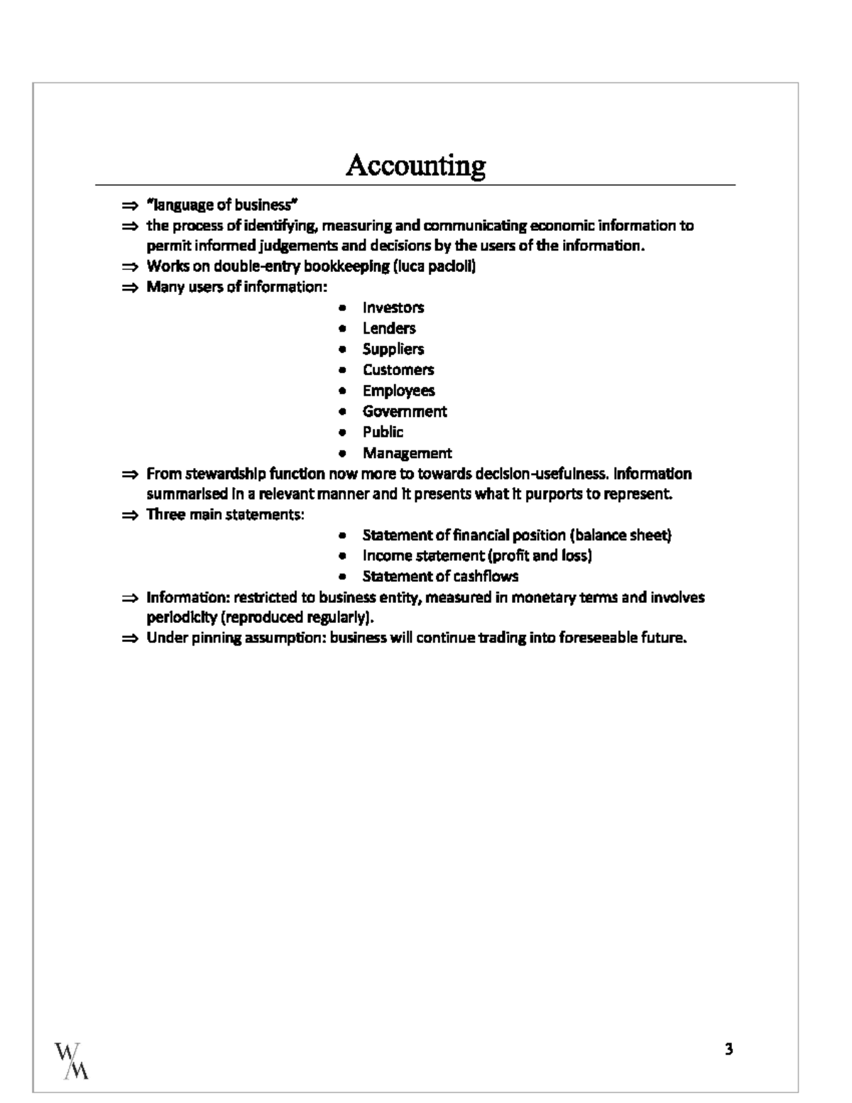 Accounting - Lecture notes 3-6 - Accounting UU UU ”language of business ...