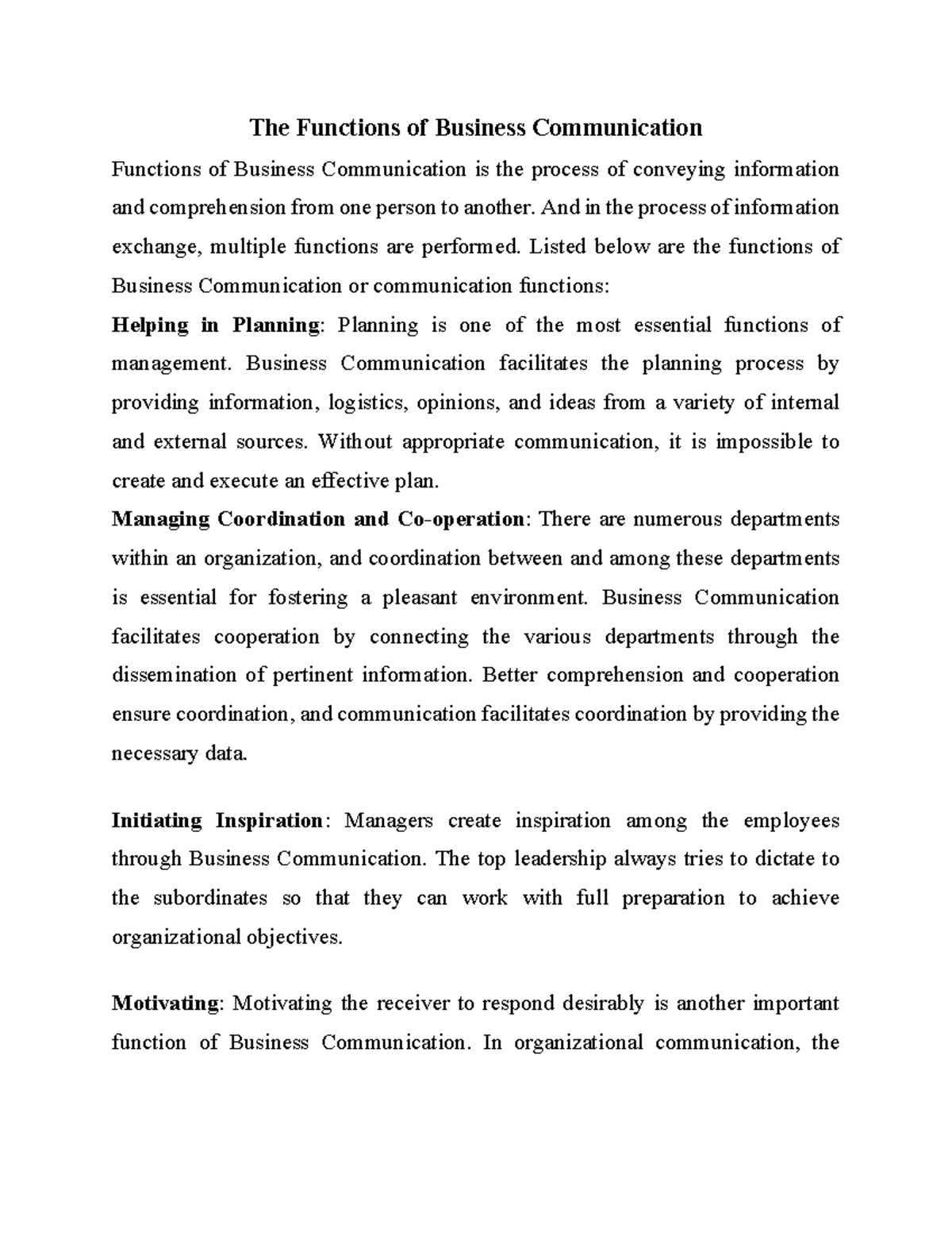 The Functions of Business Communication - The Functions of Business ...