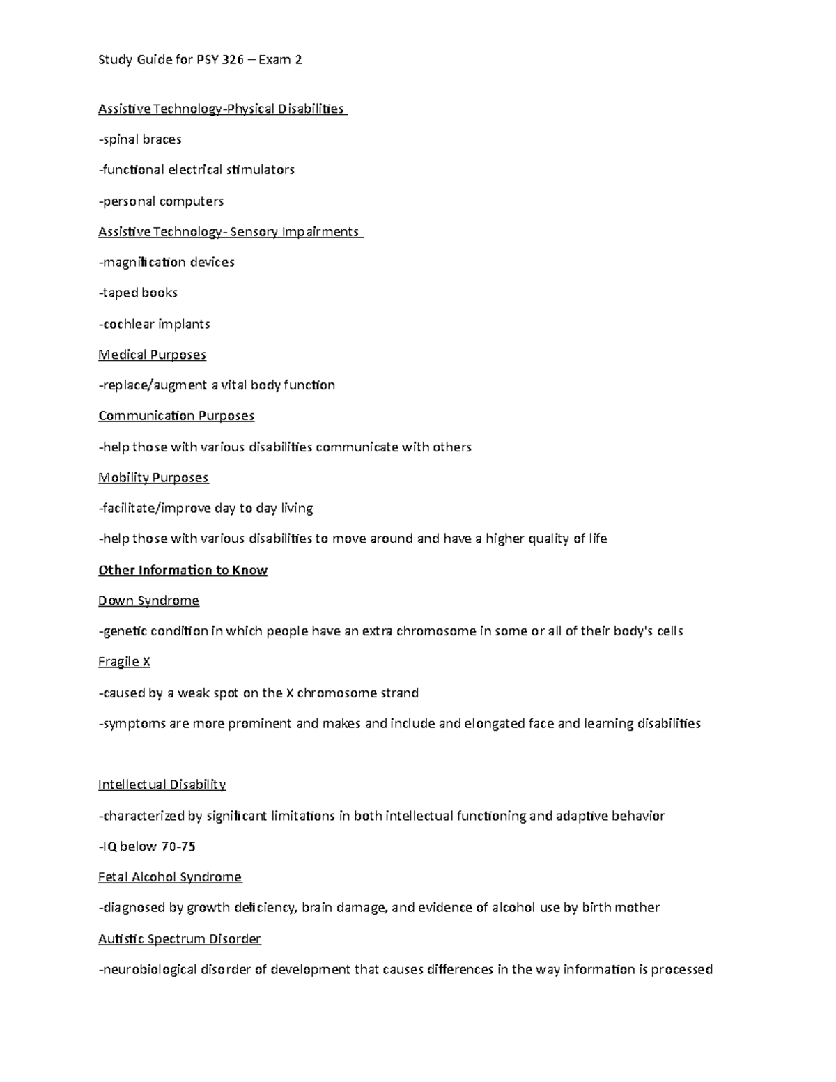 Study Guide - Exam 2- Psy 326-2 - Study Guide for PSY 326 – Exam 2 ...