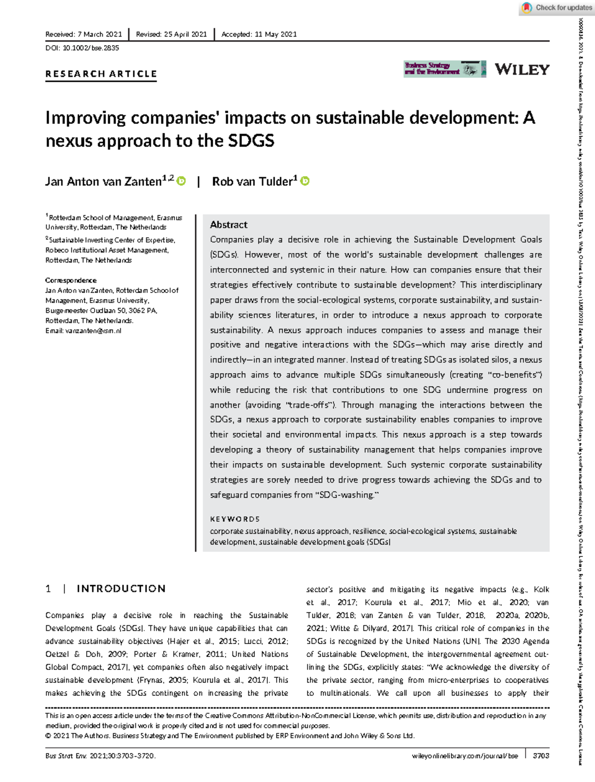 3 9 Improving companies impacts on sustainable development A nexus ...