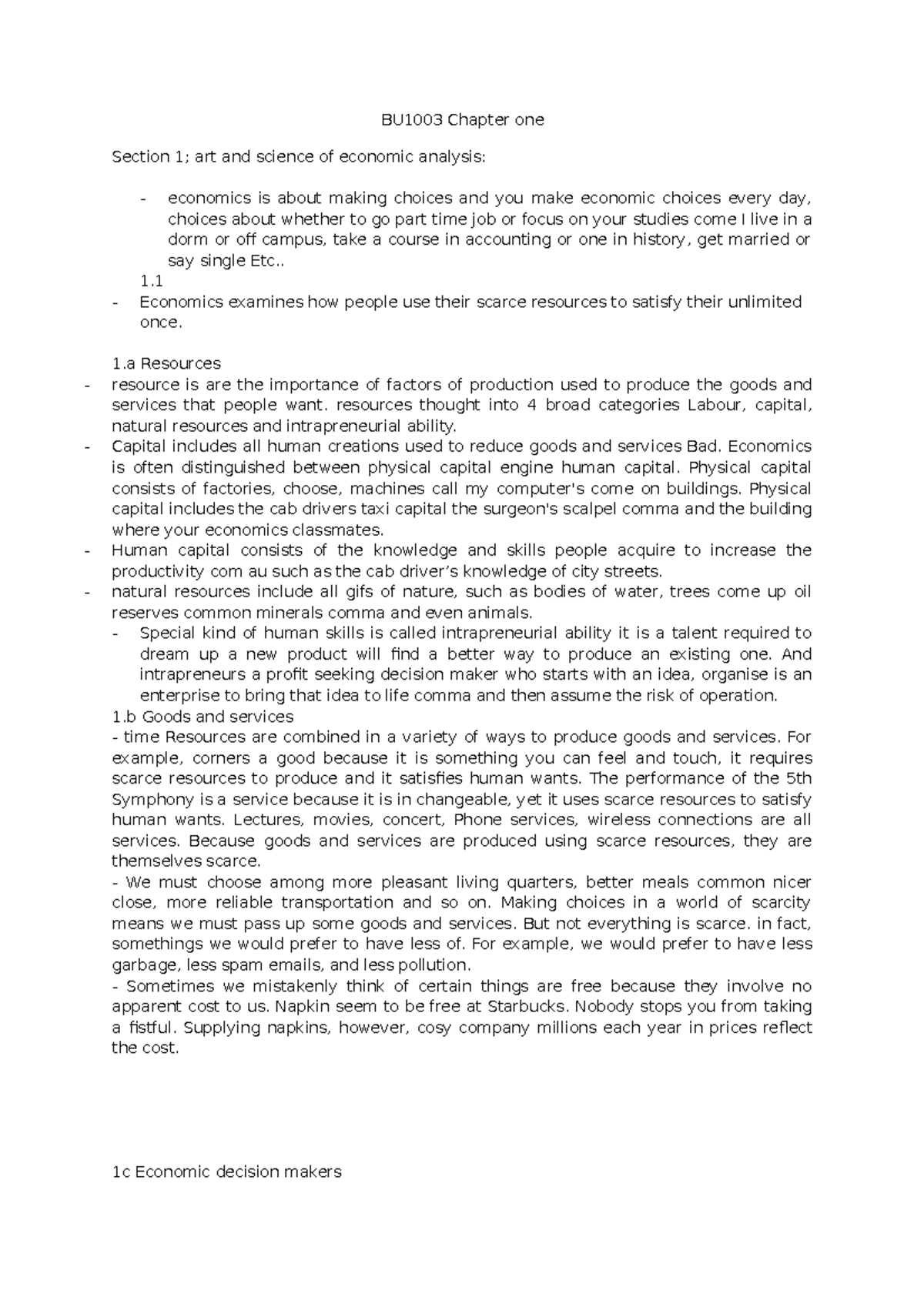 Bu1003 textbook notes - BU1003 Chapter one Section 1; art and science ...
