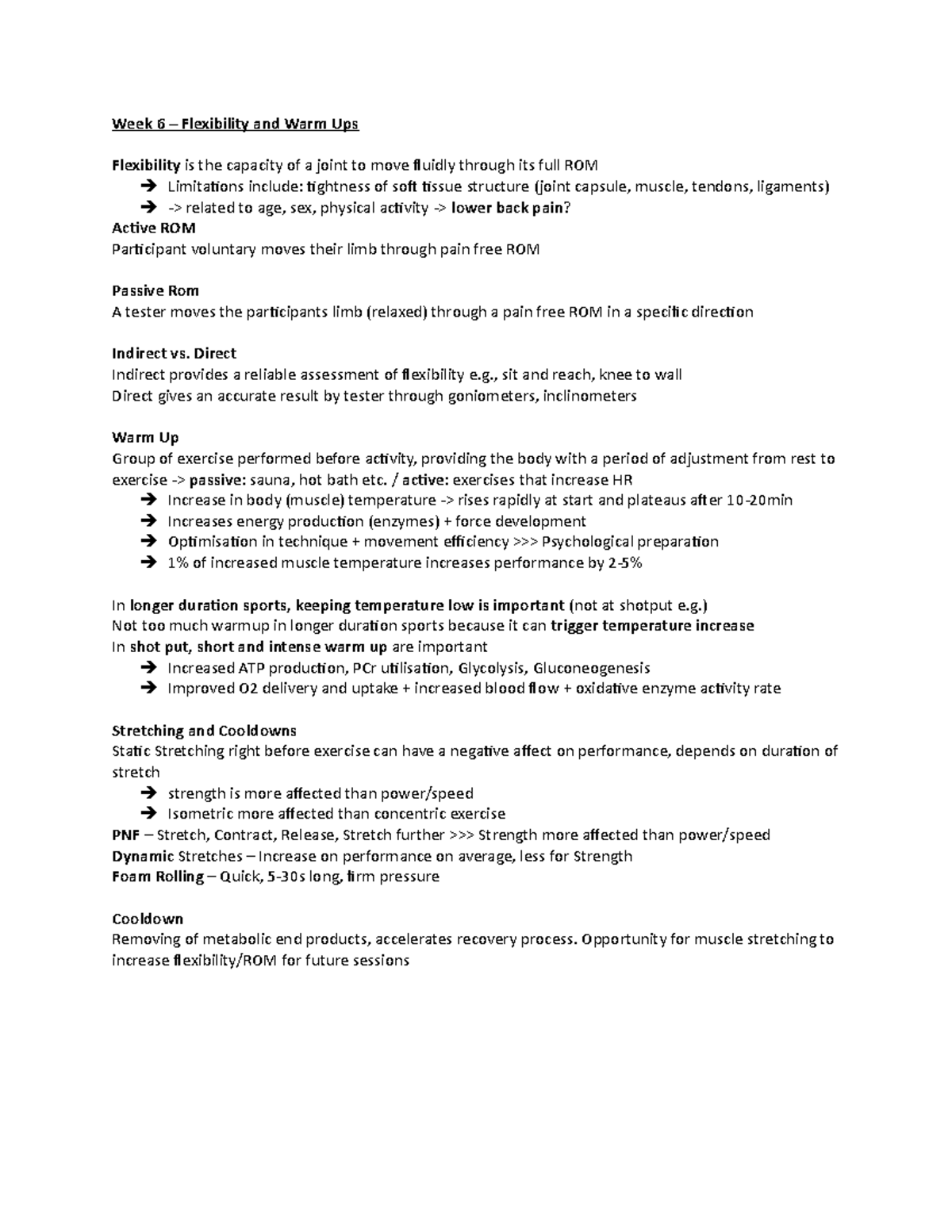 Week 6 Flexiblity and Warm Ups - Week 6 – Flexibility and Warm Ups ...