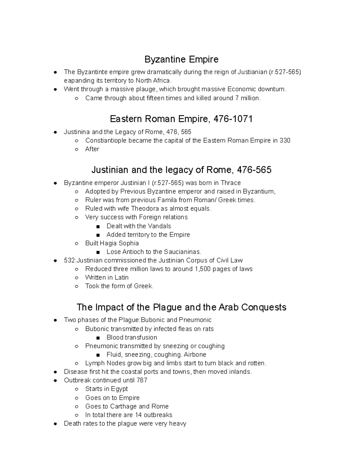 Byzantine Empire - Lectures Notes From Nicolas Zeller's Pre Modern ...