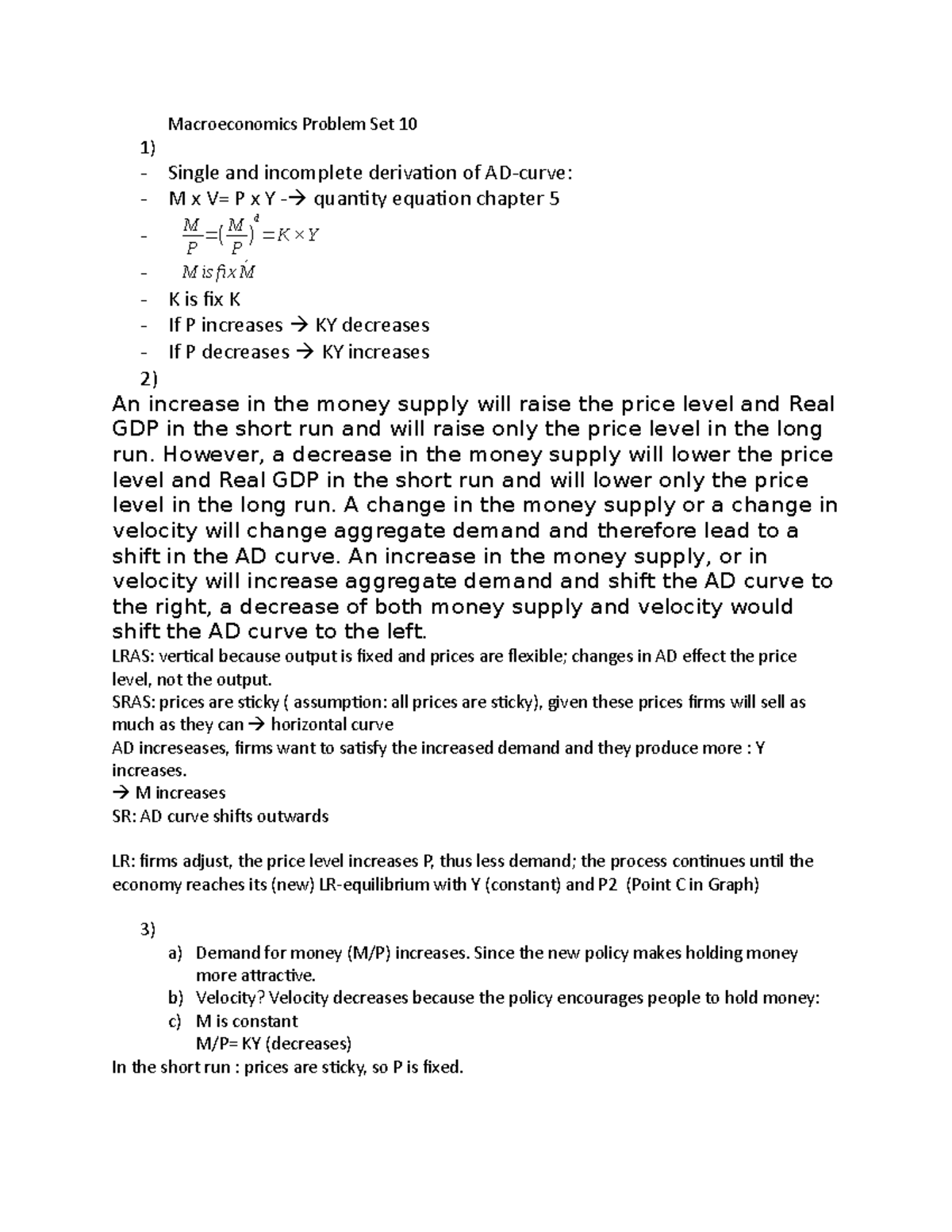 Macroeconomics Problem Set 10 Tutorium - Macroeconomics Problem Set 10 ...