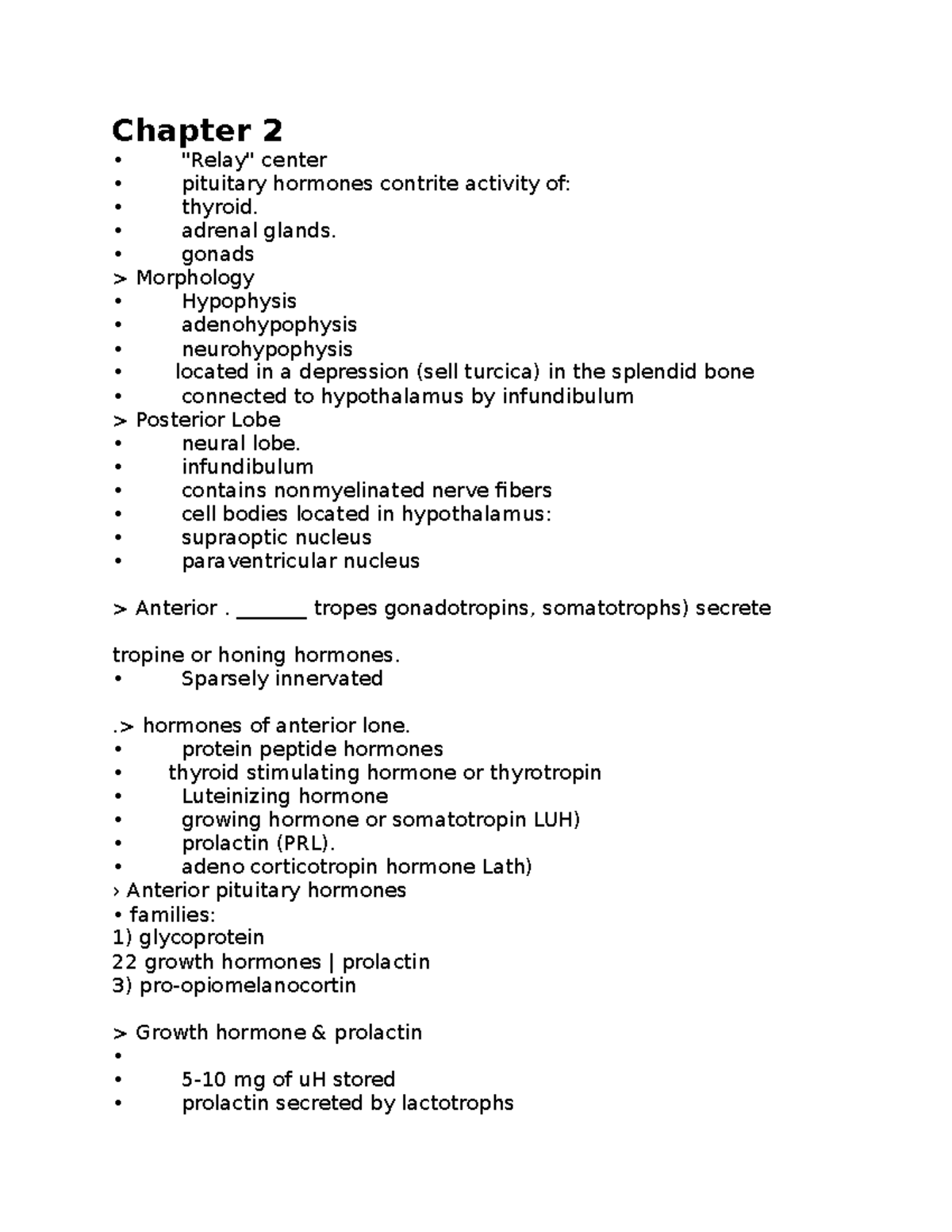 Chapter 2 biosnythesis - Chapter 2 "Relay" center pituitary hormones ...