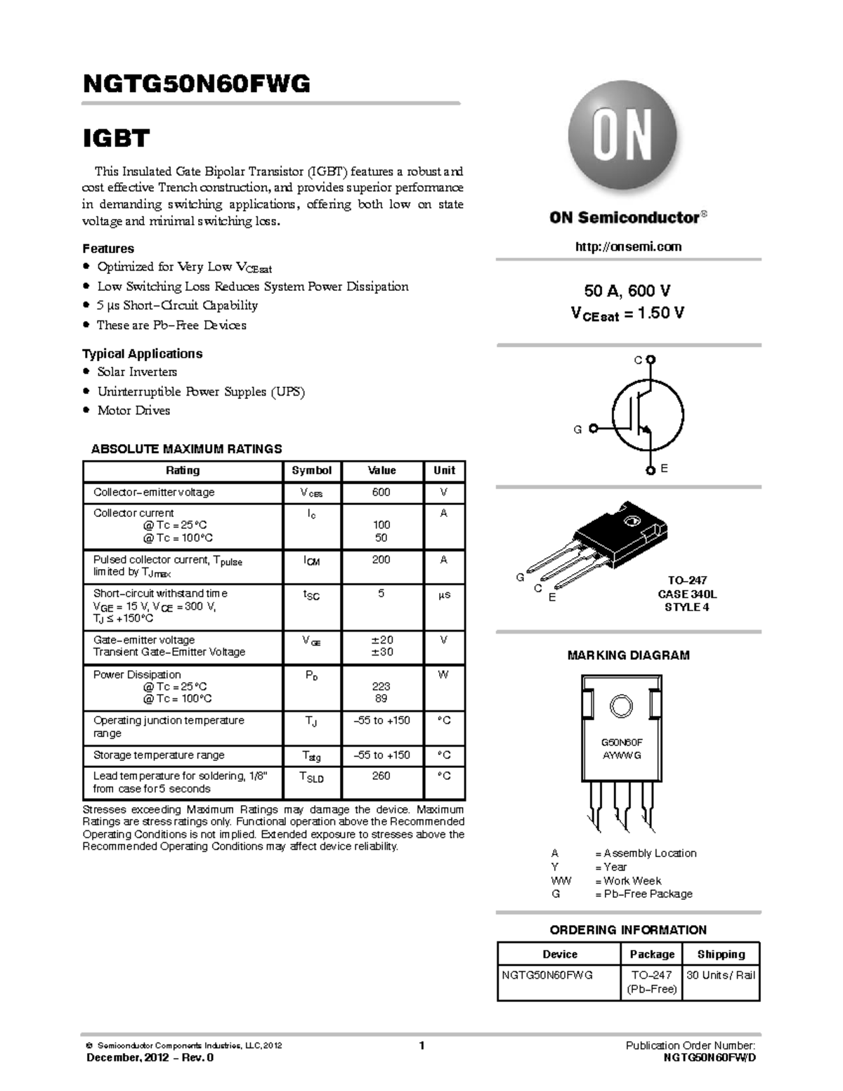Datasheet 4 - hello - © Semiconductor Components Industries, LLC, 2012 ...