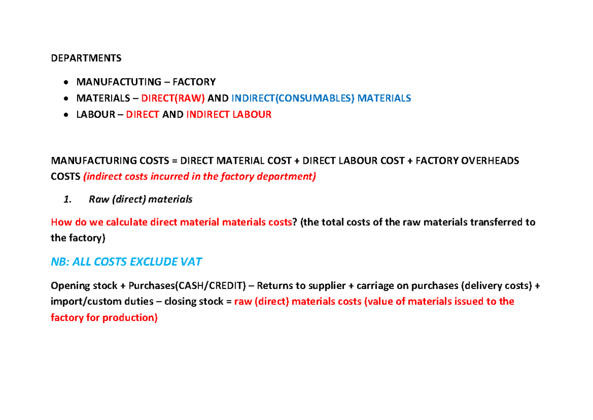 Inventory - PART C - DEPARTMENTS MANUFACTUTING – FACTORY MATERIALS ...