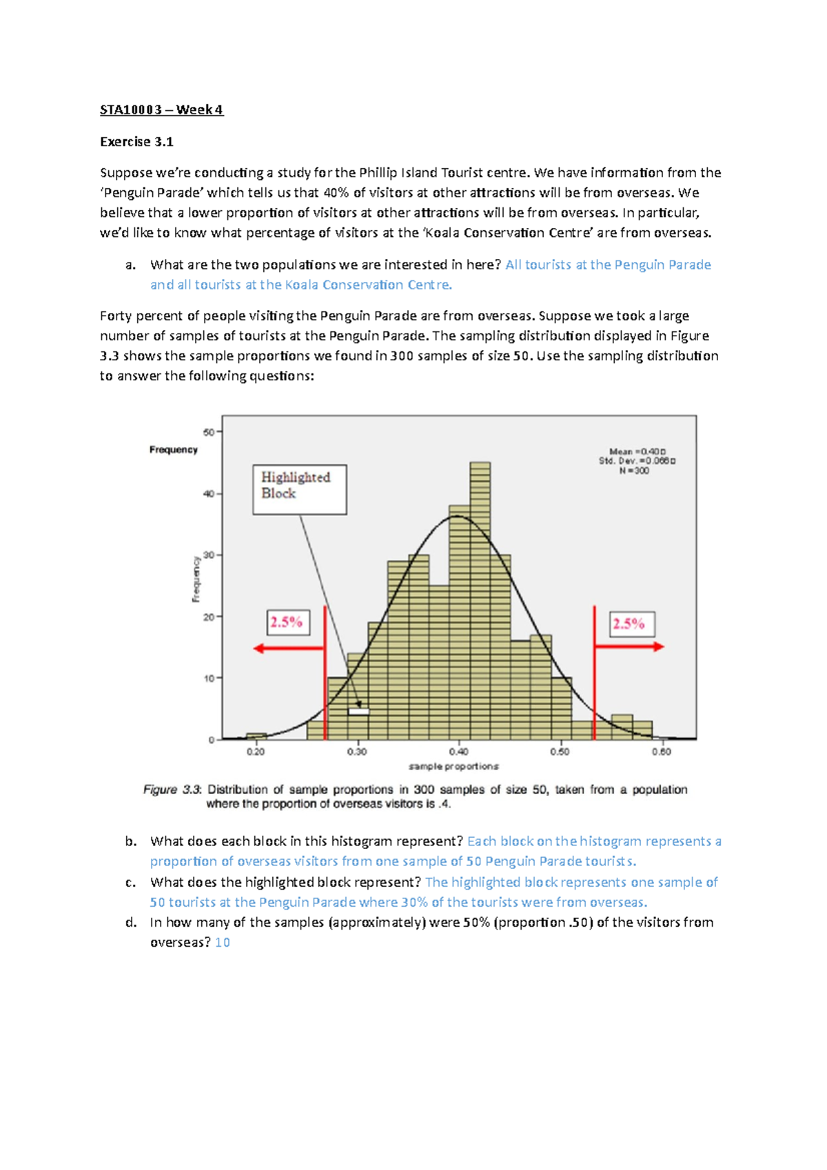 STA10003 - Exercises - Week 4 - STA10003 – Week 4 Exercise 3. Suppose ...