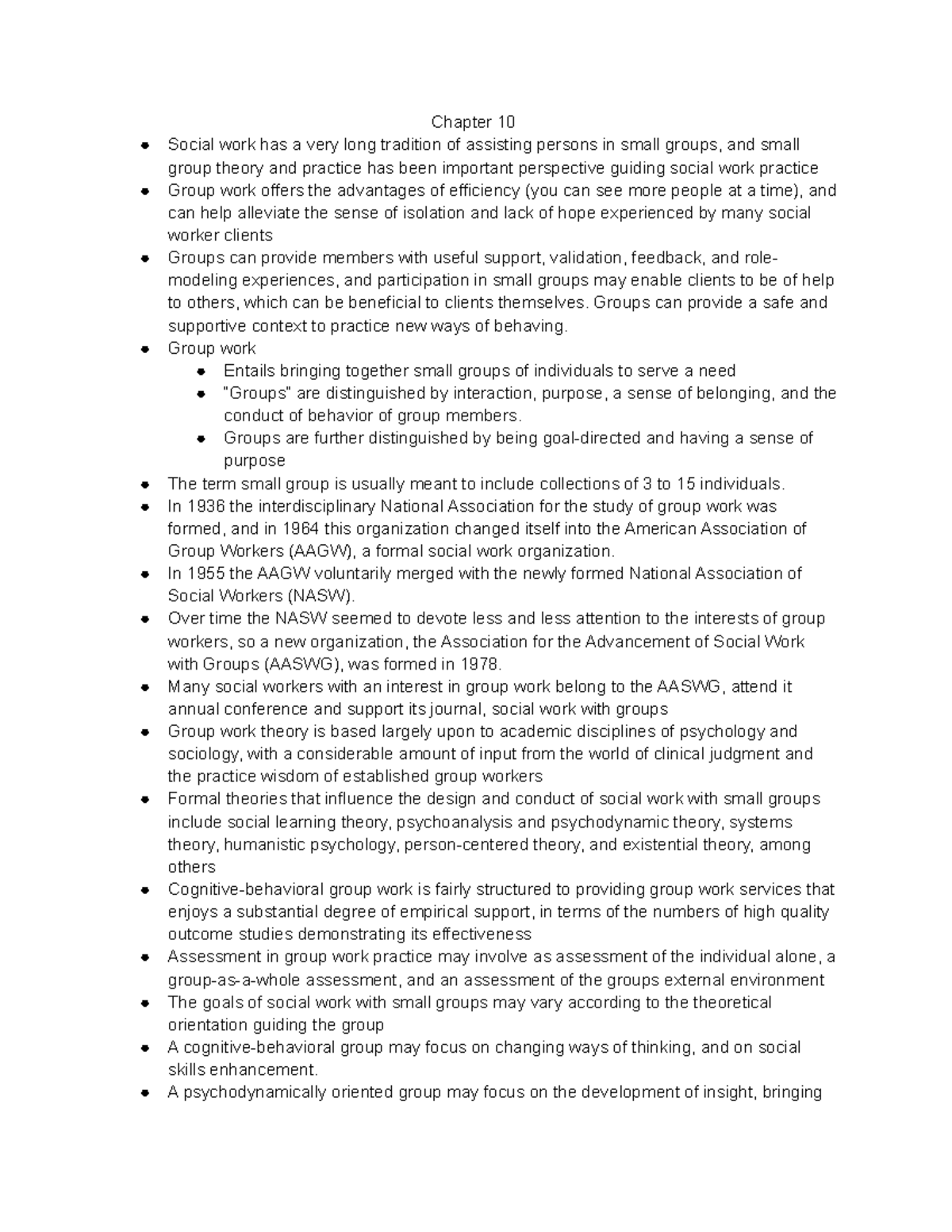 Chapter 10 SWTP - Ingrid Russo - Chapter 10 Social work has a very long ...