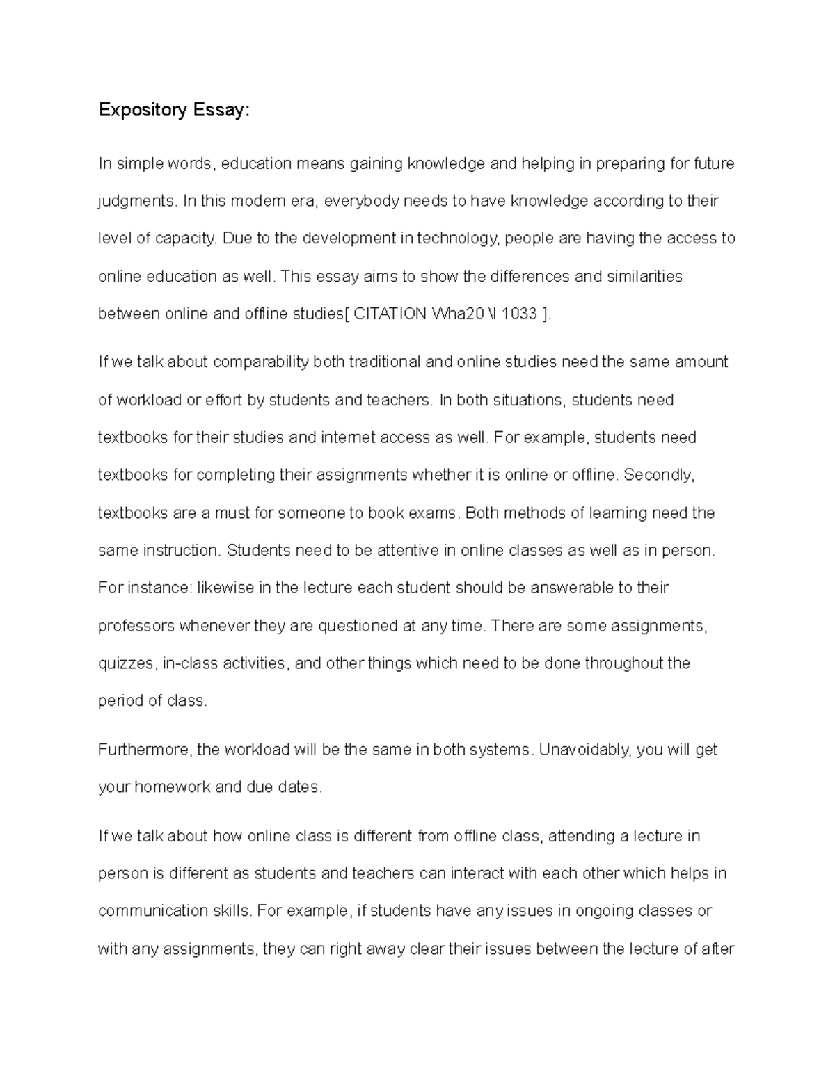Expository Essay ishu - Expository Essay: In simple words, education means gaining knowledge and ...