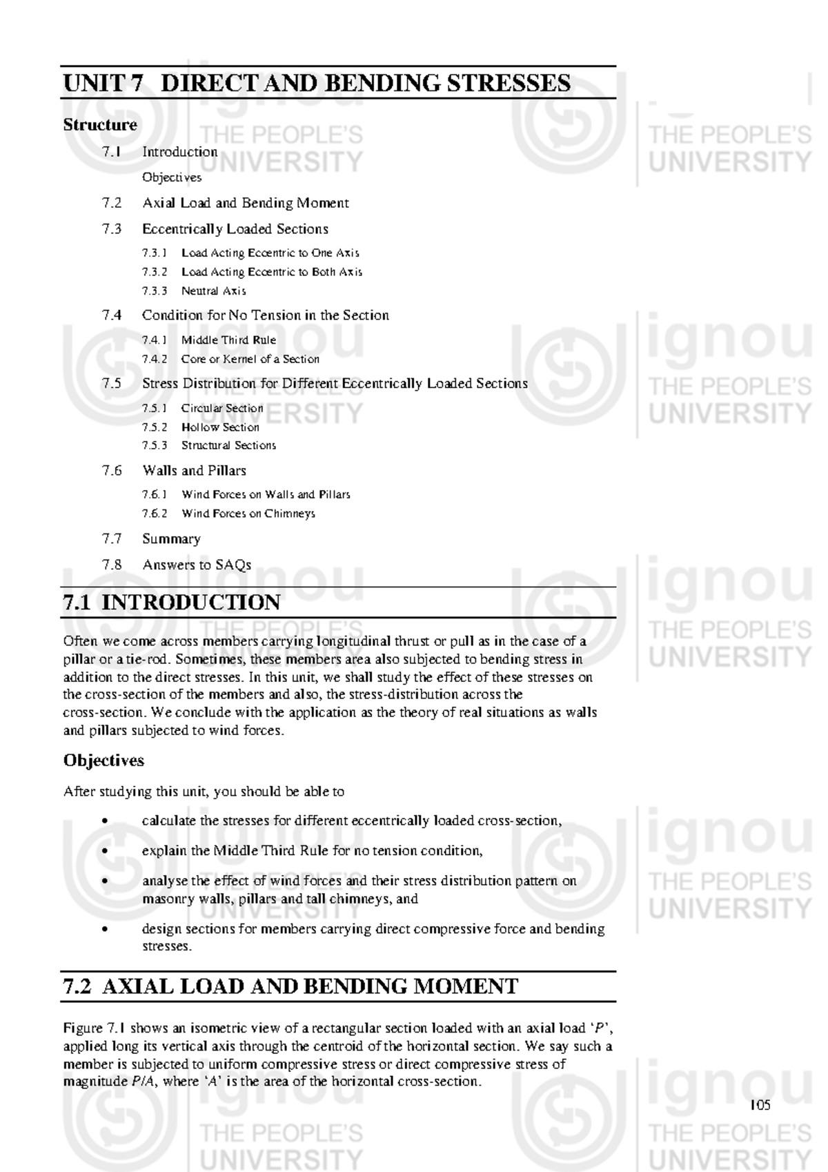 Strength of materials - Direct and Bending UNIT 7 DIRECT AND BENDING ...