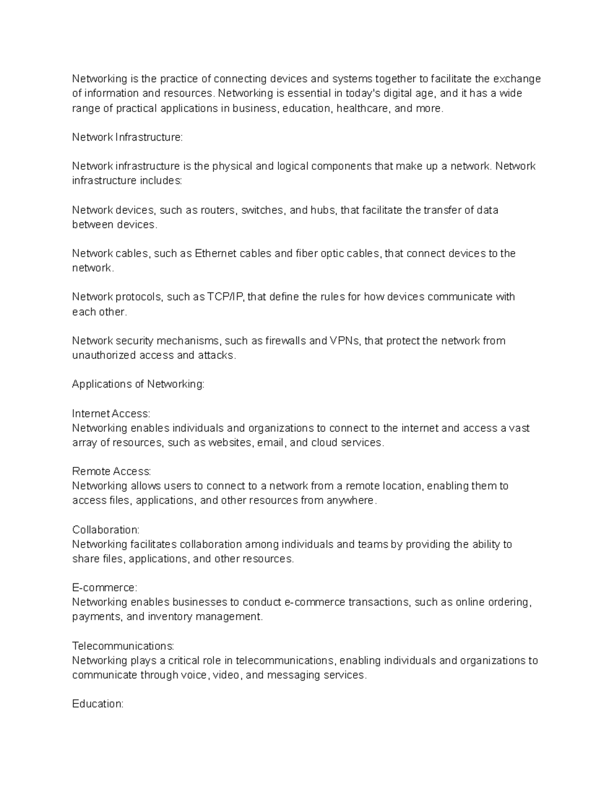 Practical Application of Networking - Networking is the practice of ...