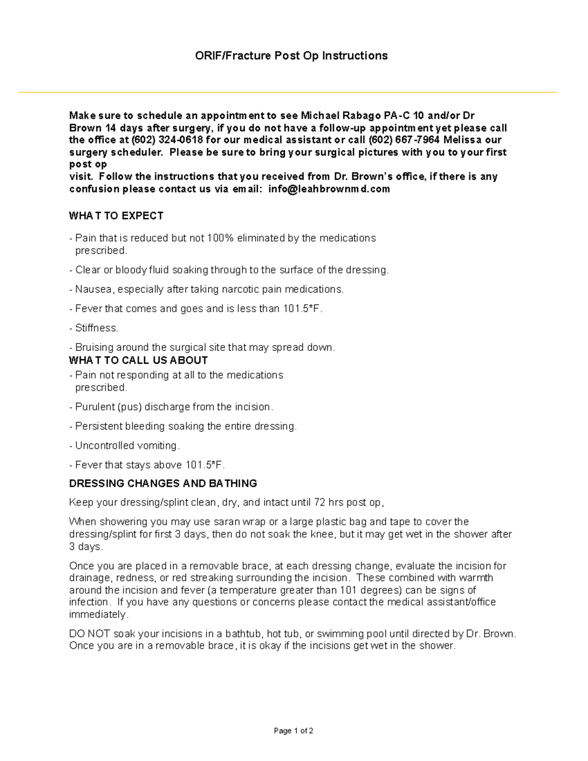 Orif Knee post op instructions - ORIF/Fracture Post Op Instructions ...