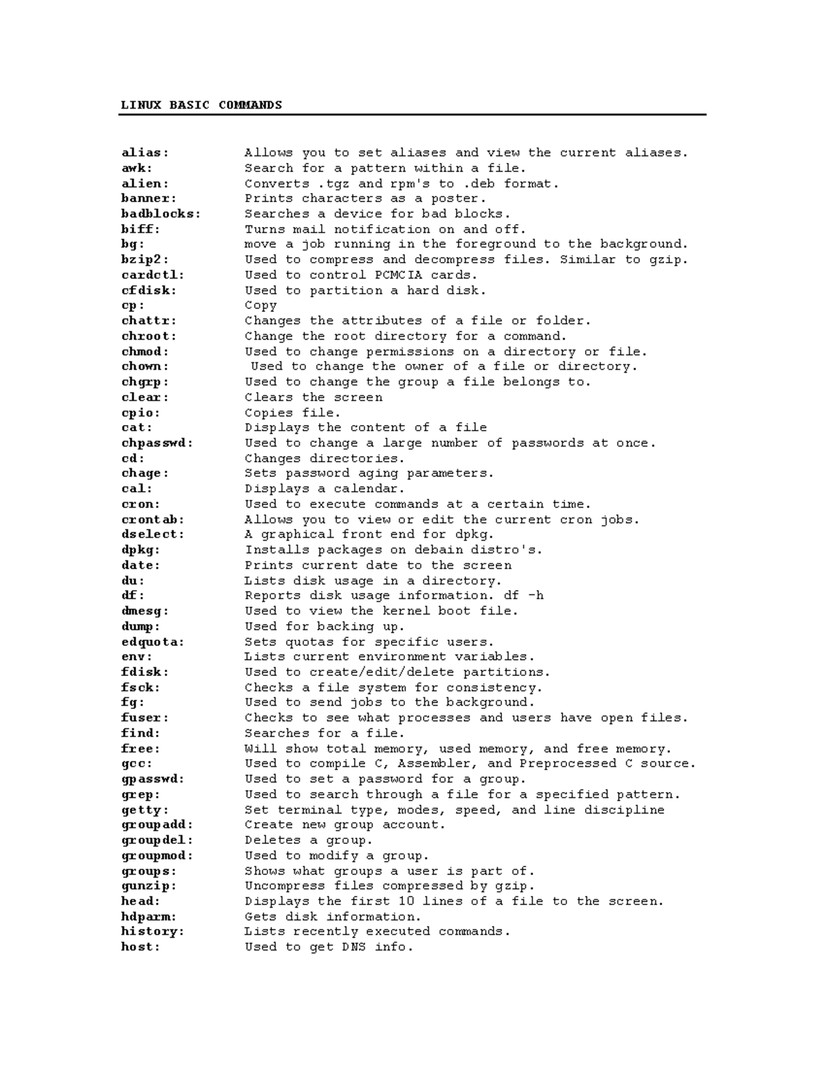Linux Basic Commands Linux Basic Commands Alias Allows You To Set