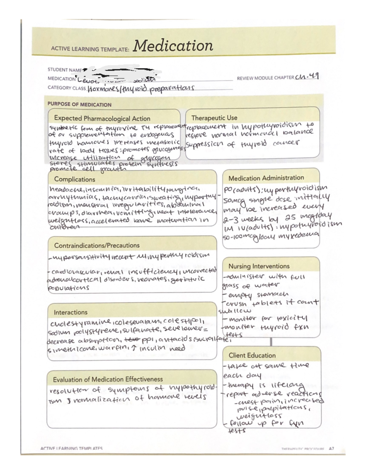 Med Cards Levothyroxine - NURS 2105 - Studocu