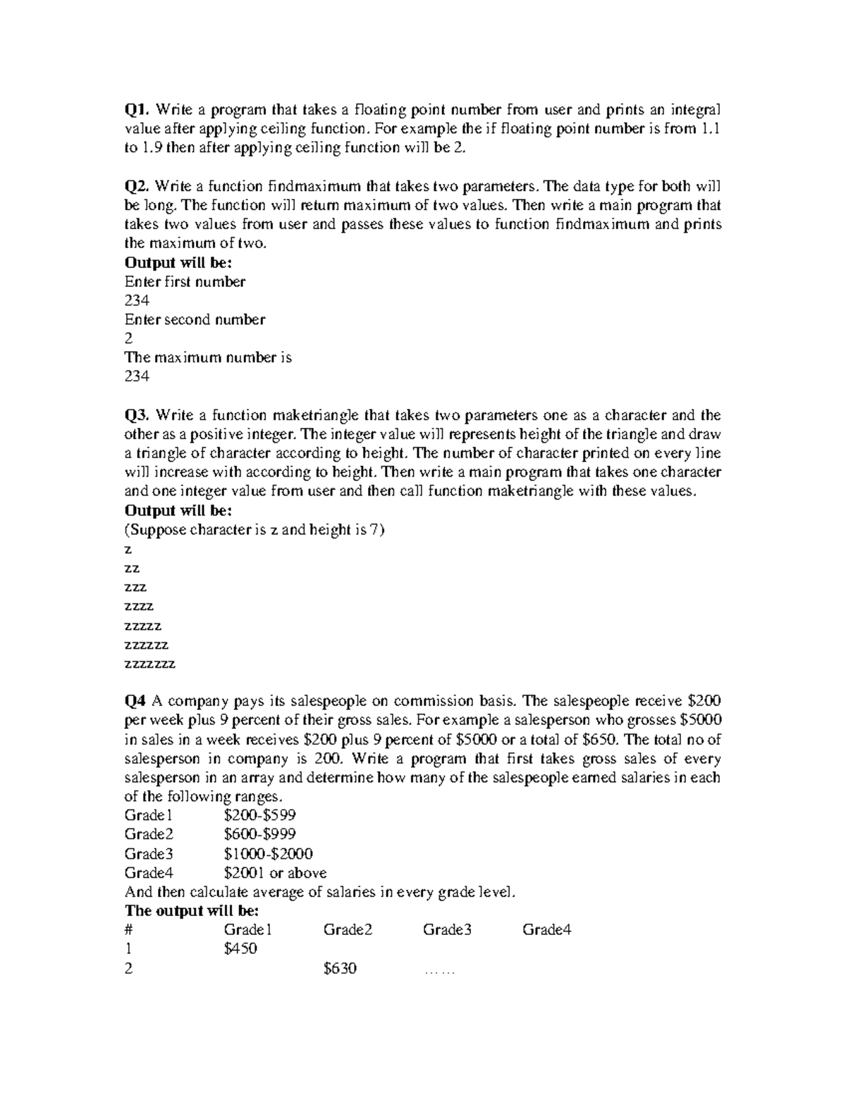 Practice Question For Programming Q1 Write A Program That Takes A Floating Point Number From
