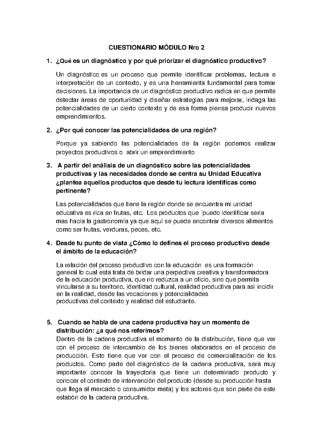 Cuestionario Módulo Nro 2 - CUESTIONARIO MÓDULO Nro 2 ¿Qué es un ...