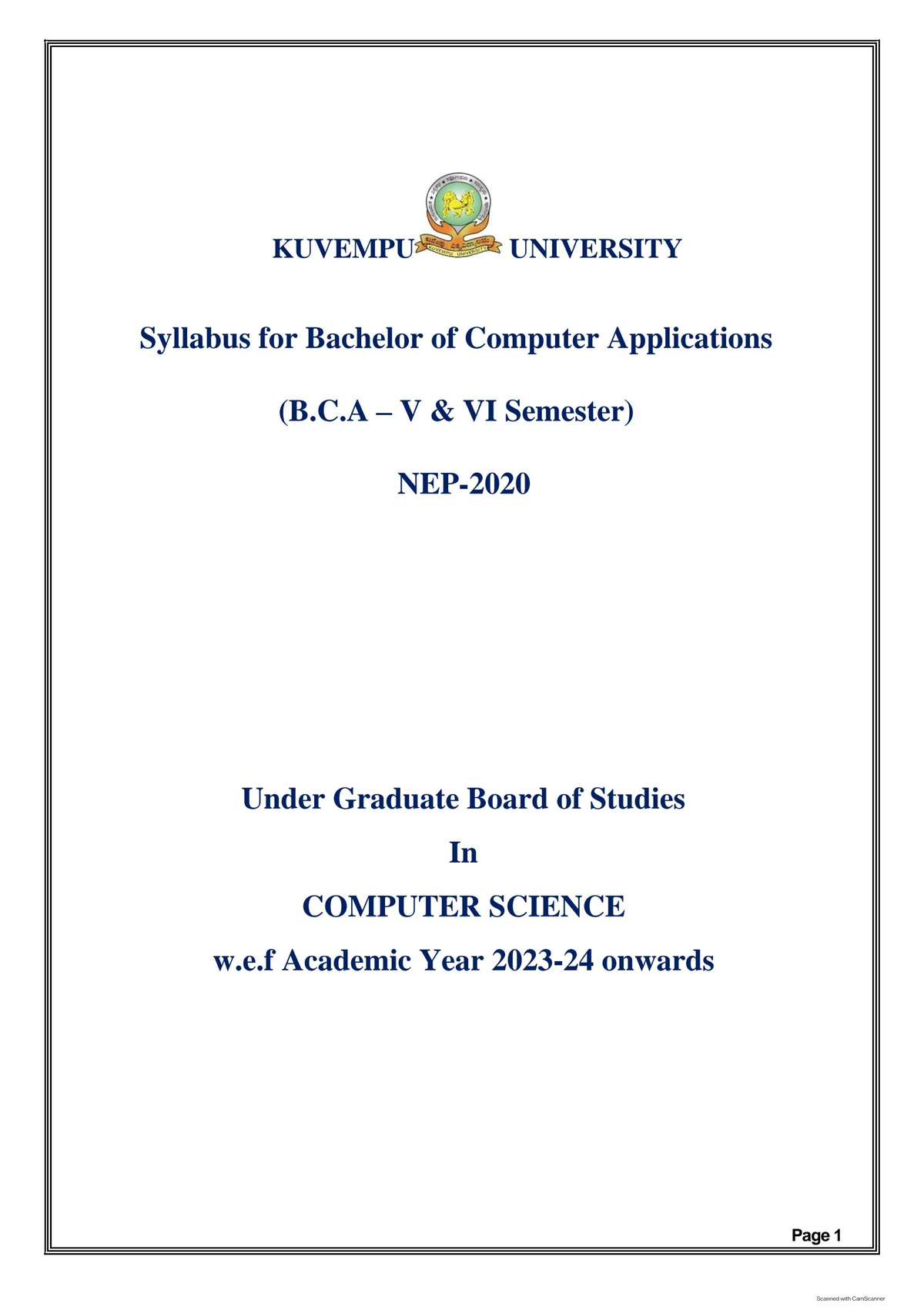 BCA V and VI Sem Syllabus Sept 2023 - masters in cs - Studocu