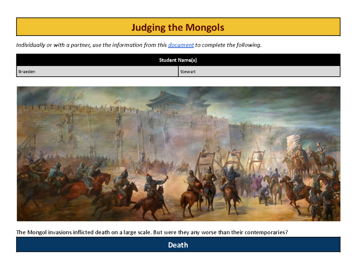 Judging the Mongols - 4918370 - Judging the Mongols Individually or ...