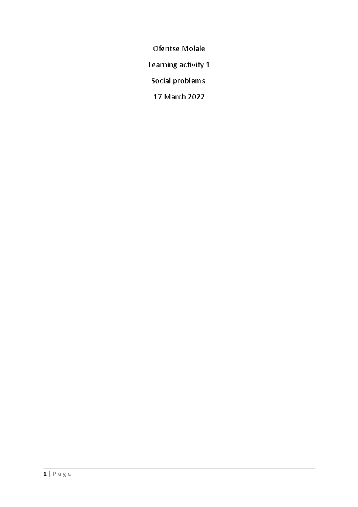 LA 1 SOCY211 - Summary of a chapter formulated into an activity ...