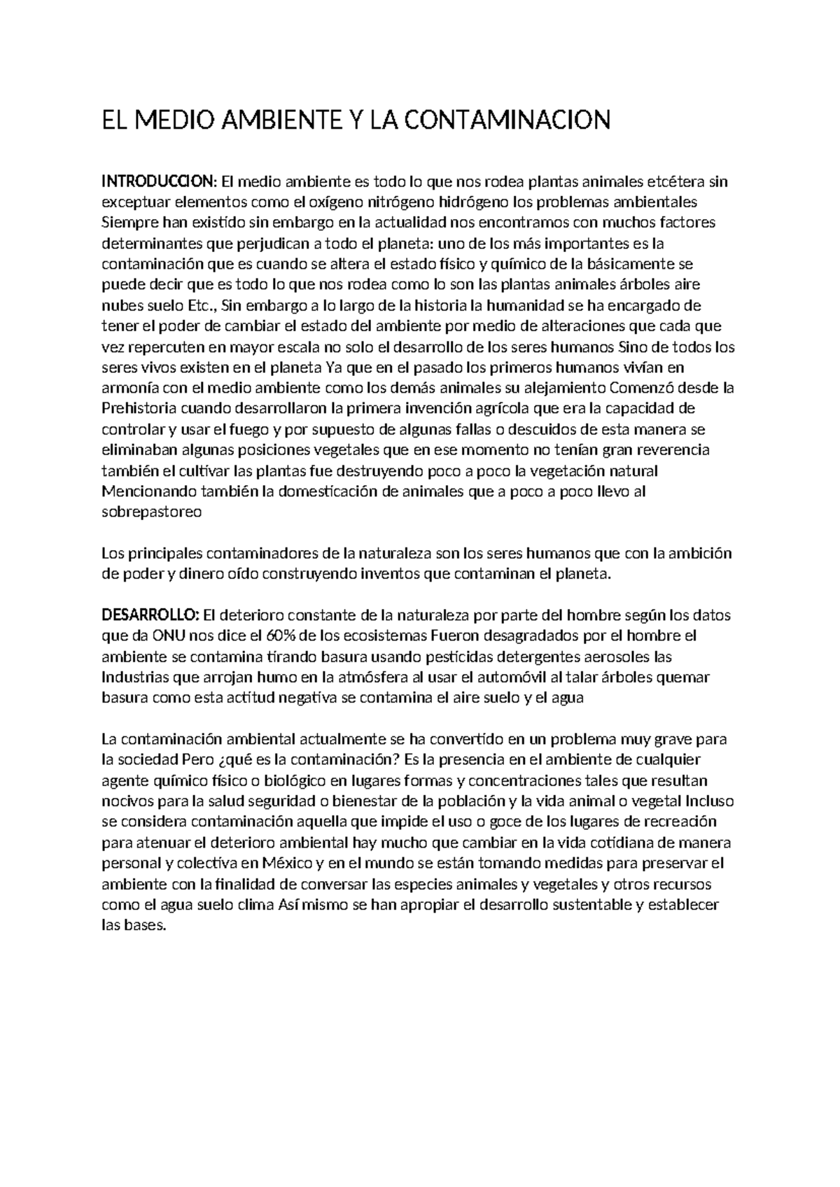EL Medio Ambiente Y LA Contaminacion - EL MEDIO AMBIENTE Y LA ...