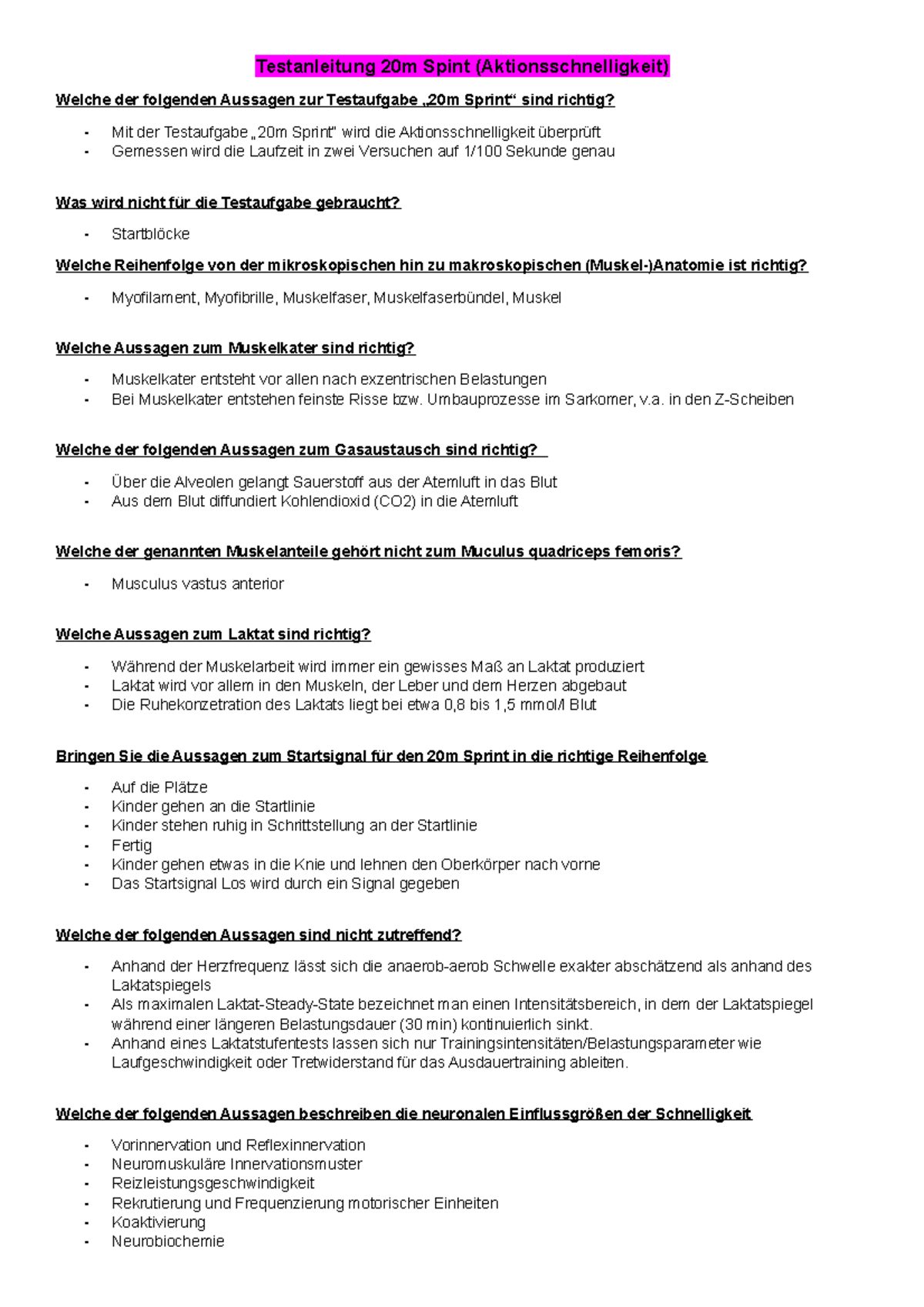 Fragenkatalog Medi Vertiefung - Testanleitung 20m Spint ...