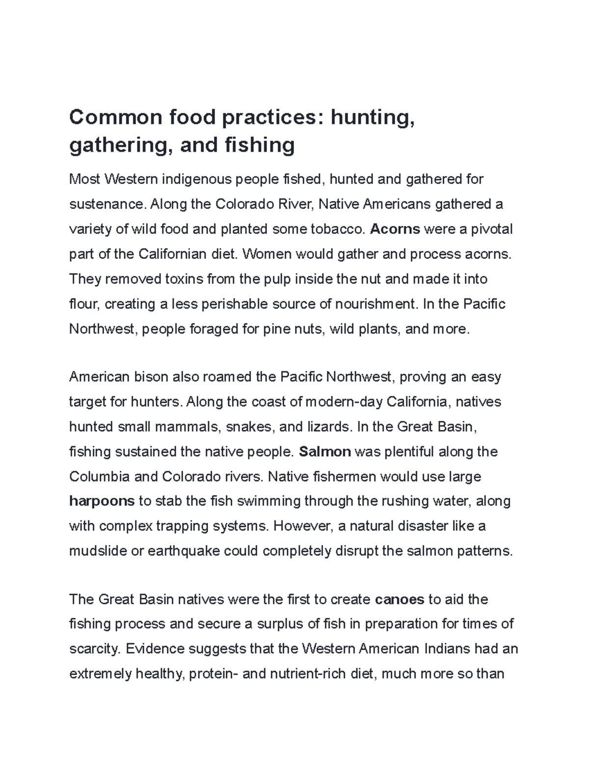 Common food practices hunting, gathering, and fishing - Common food ...