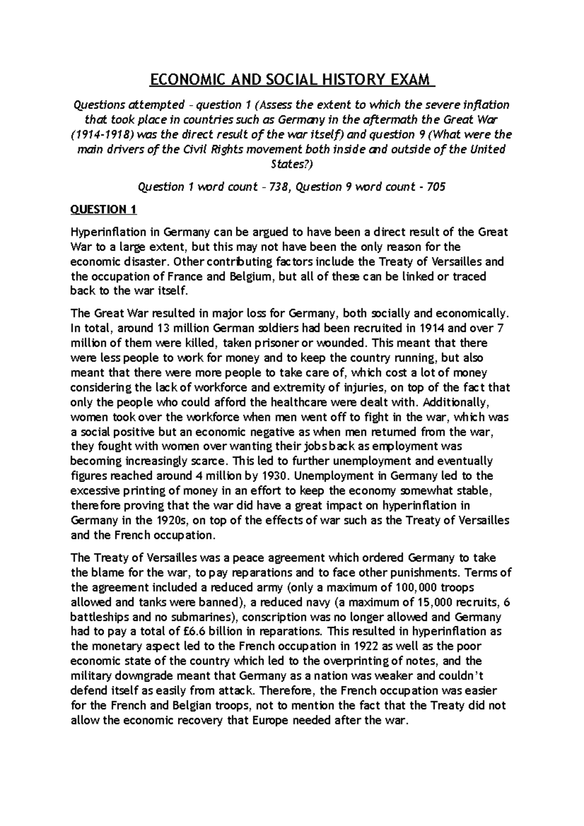 Economic and Social History 1B - Final Examination - ECONOMIC AND ...