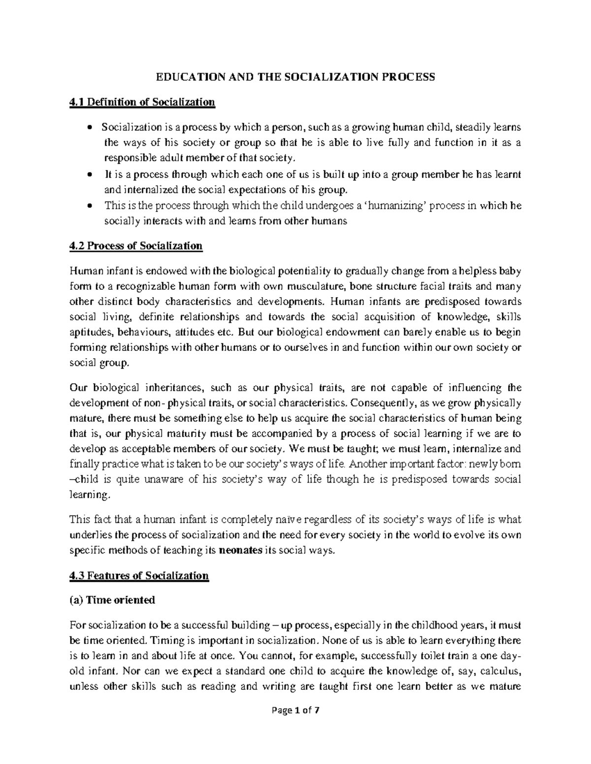 Education AND THE Socialization Process - EDUCATION AND THE ...