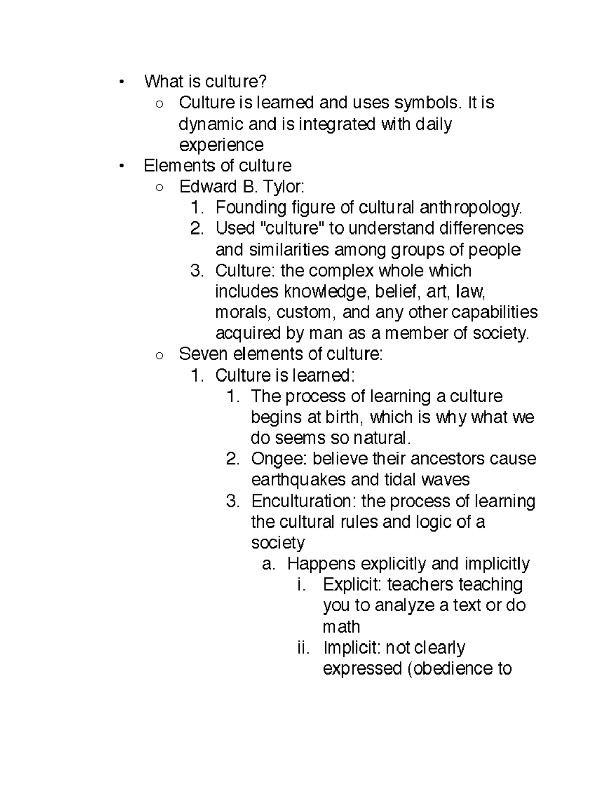 Chapter 2 notes - Summary Cultural Anthropology - What is culture ...