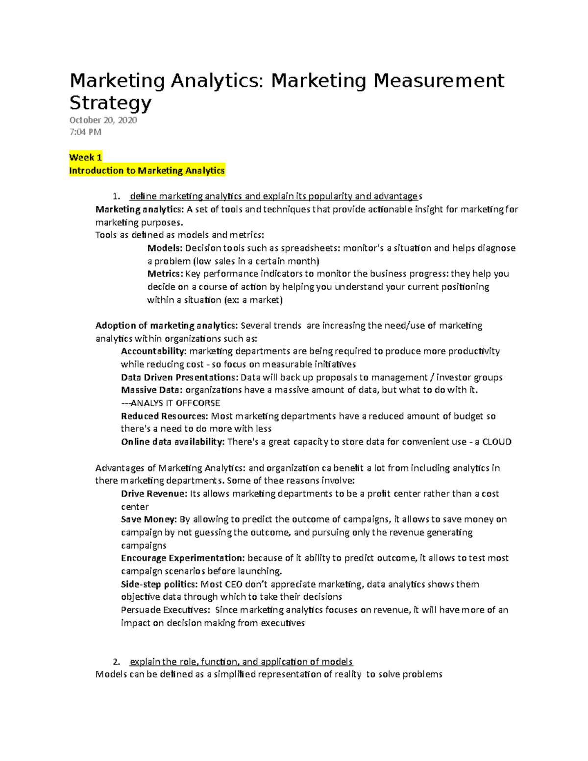 Marketing Analytics Marketing Measurement Strategy - Marketing ...