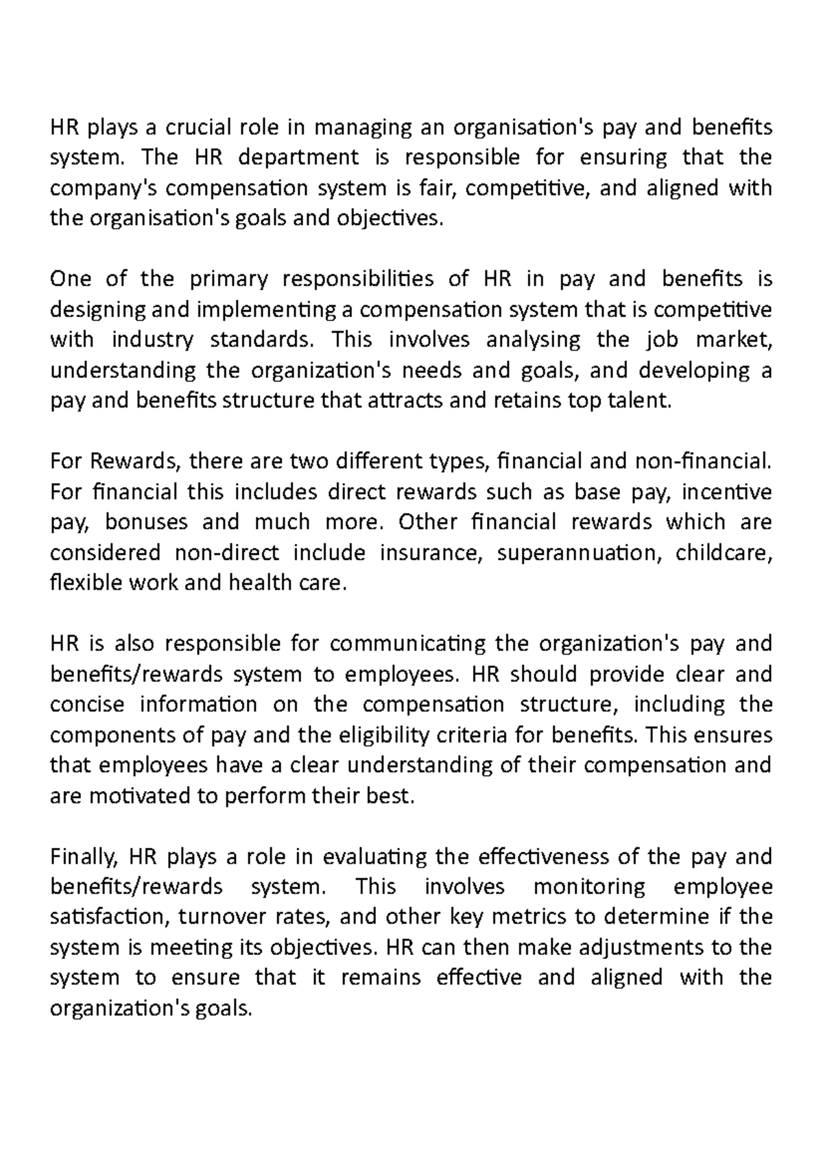 HR script - HR plays a crucial role in managing an organisation's pay ...